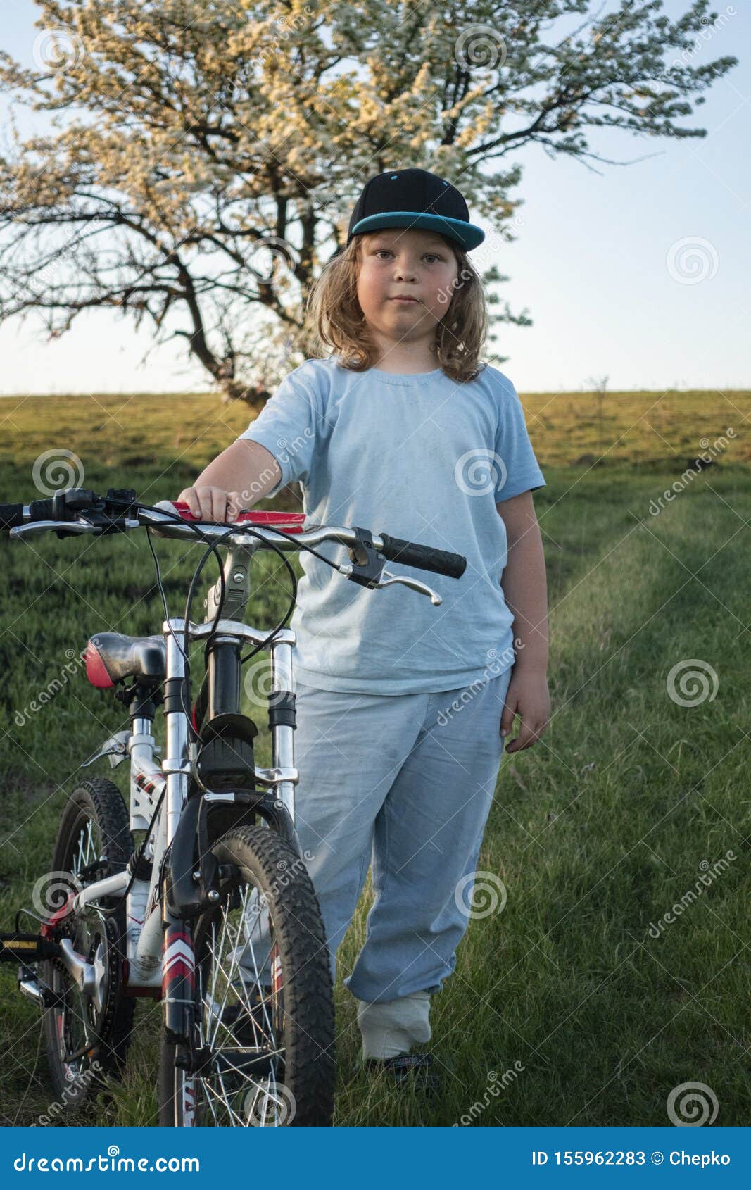Happy Boy Ride Bikes Outdoors Stock Image - Image of healthy, action ...