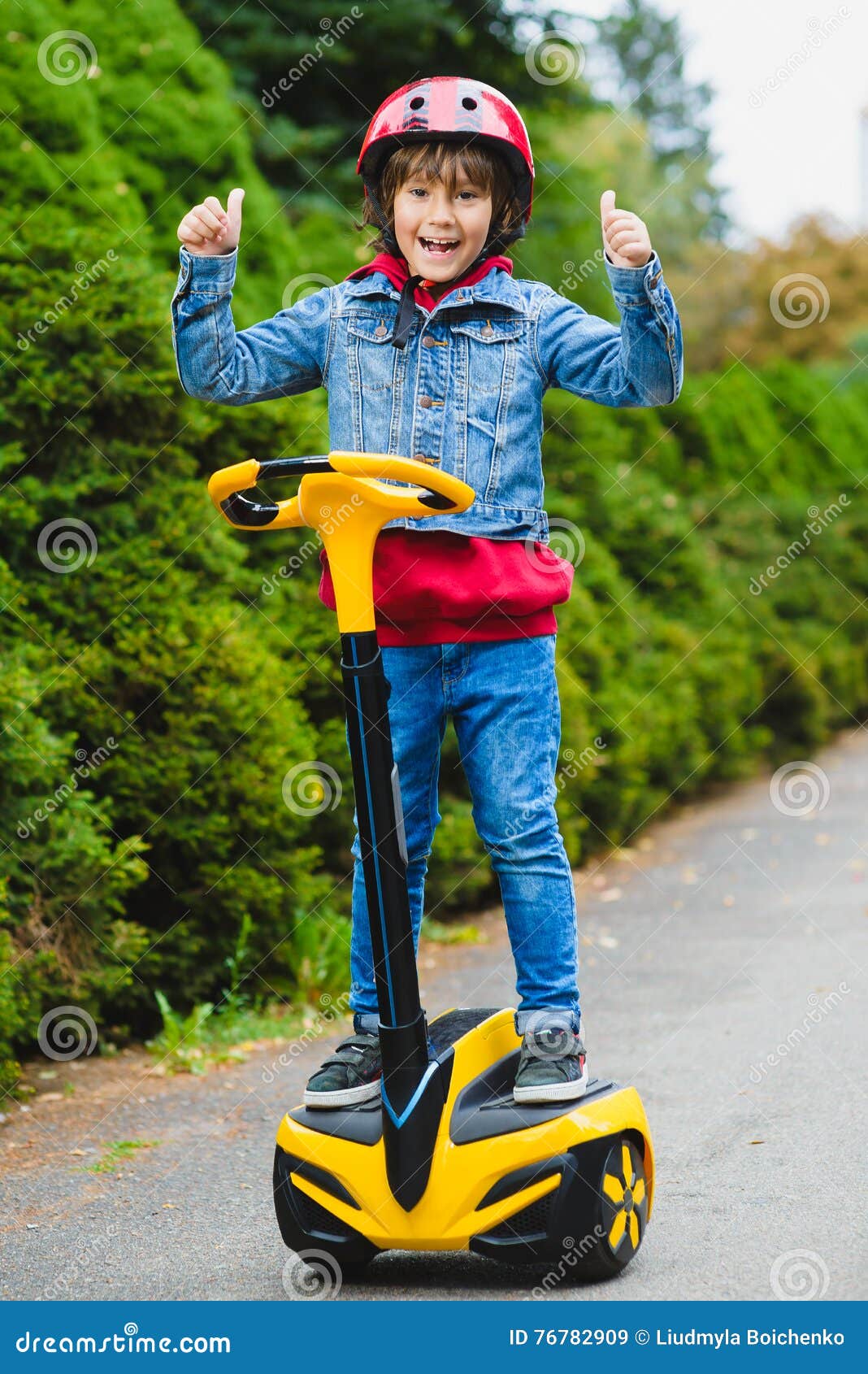 Happy Boy Riding on Hoverboard or Gyroscooter Outdoor Stock Image ...