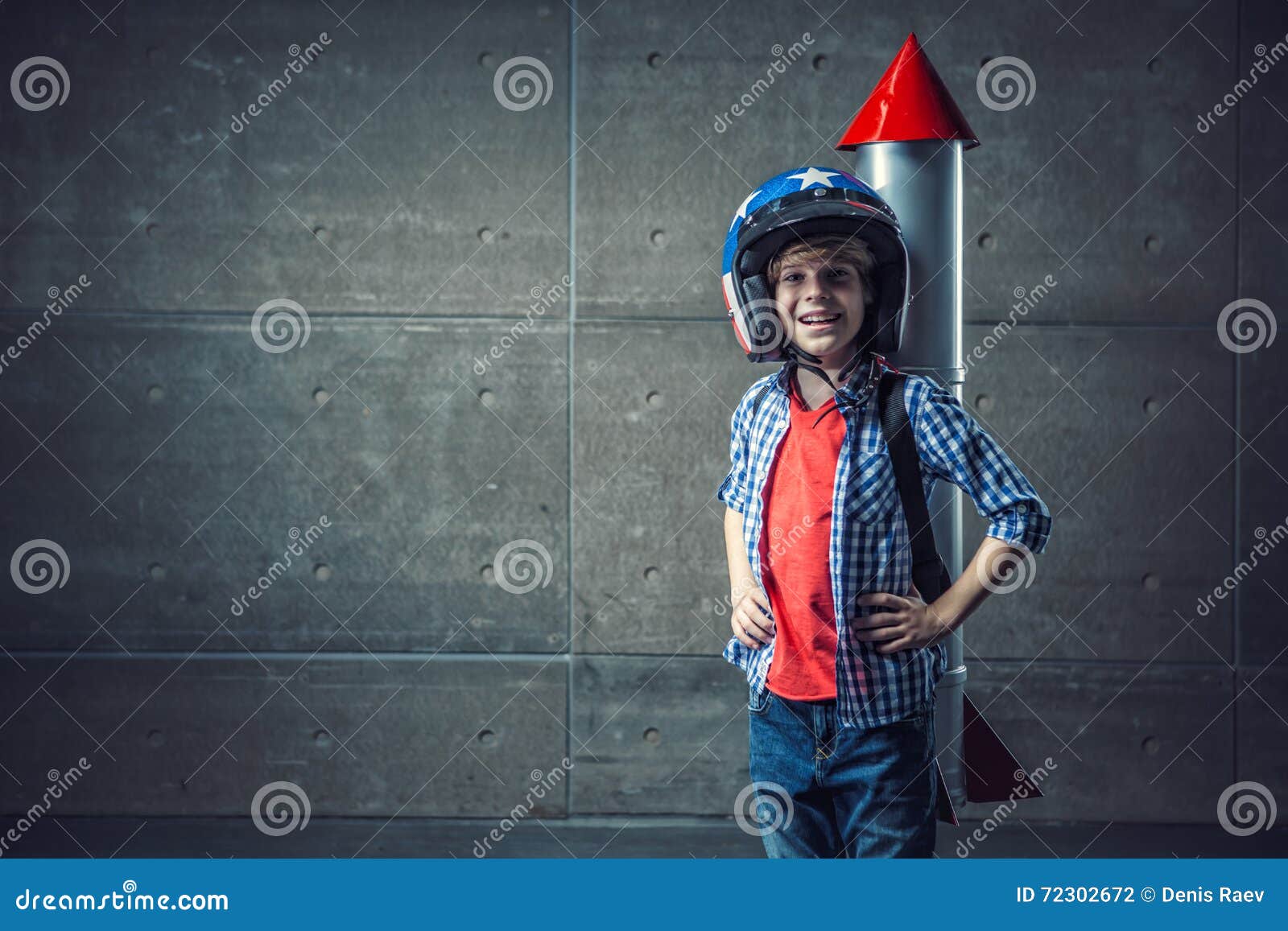 Happy boy with rocket stock photo. Image of boys, creativity - 72302672