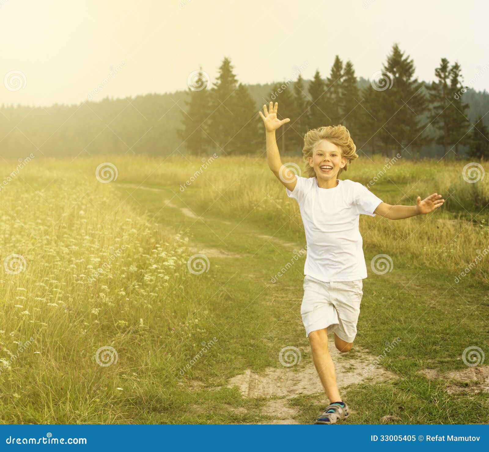 Happy boy stock image. Image of cheerful, summer, hands - 33005405