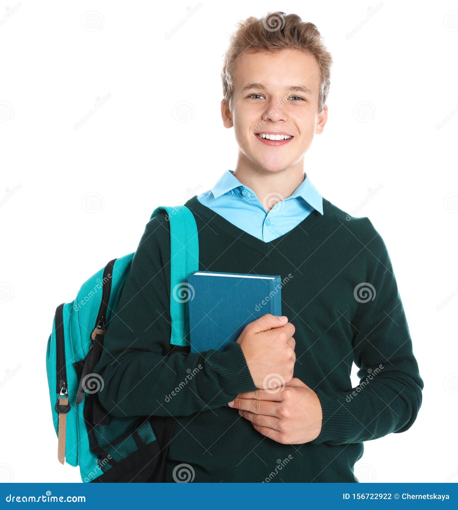 Happy Boy in School Uniform on White Stock Photo - Image of childhood ...