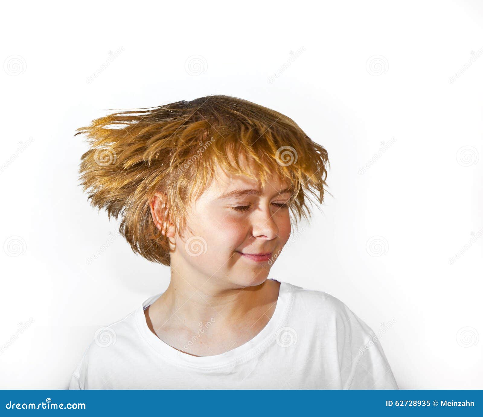 Happy boy shaking his hair stock image. Image of anger - 62728935