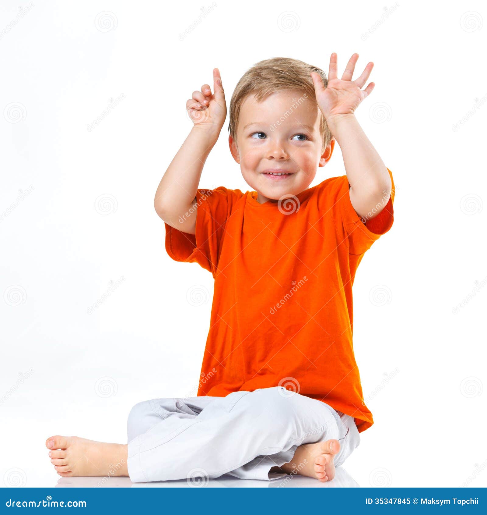 Happy Boy Sitting on the Floor Stock Image - Image of laughter, floor ...