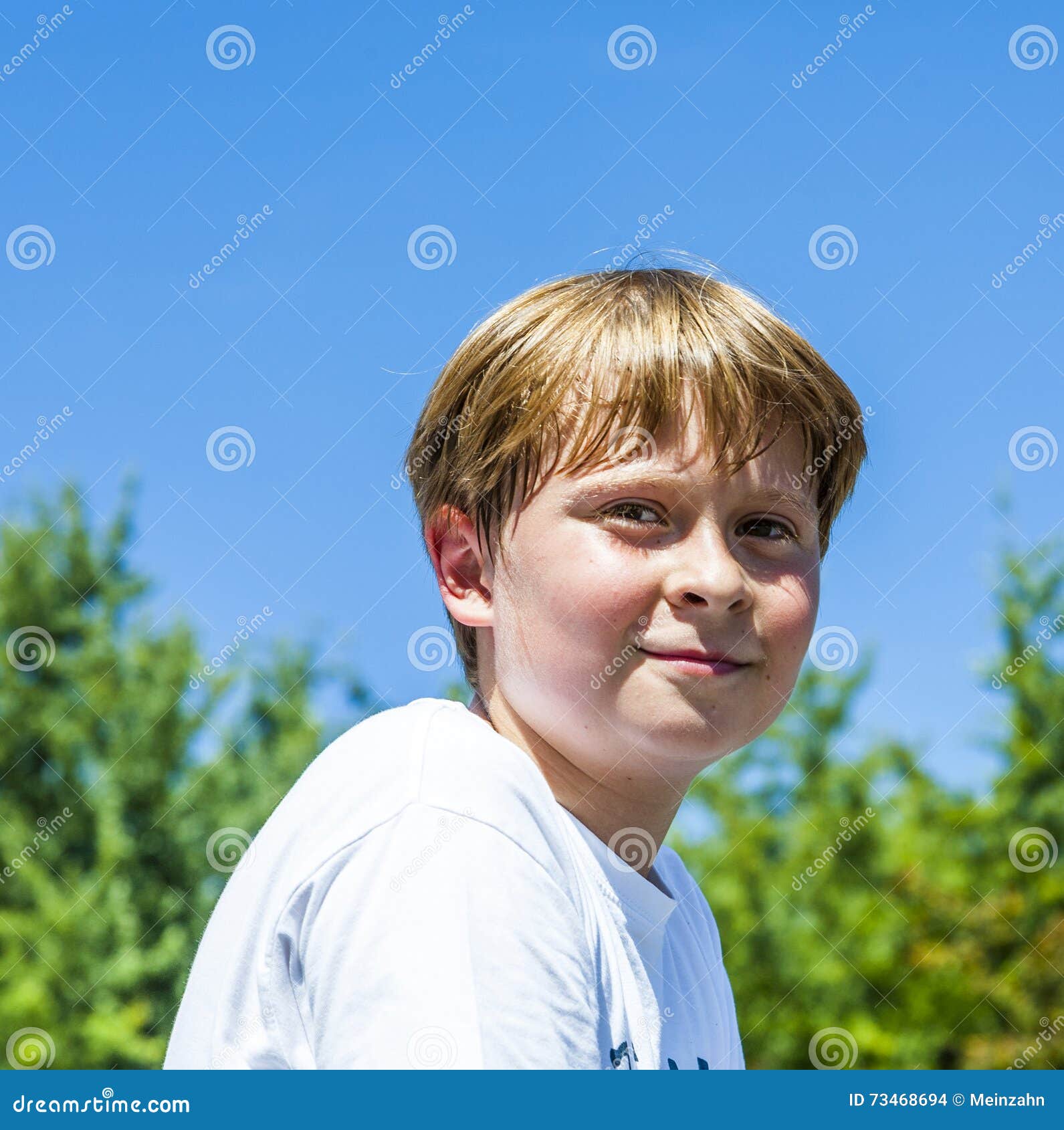 Happy Boy is Smiling and Enjoys Life Stock Photo - Image of blue, humor ...