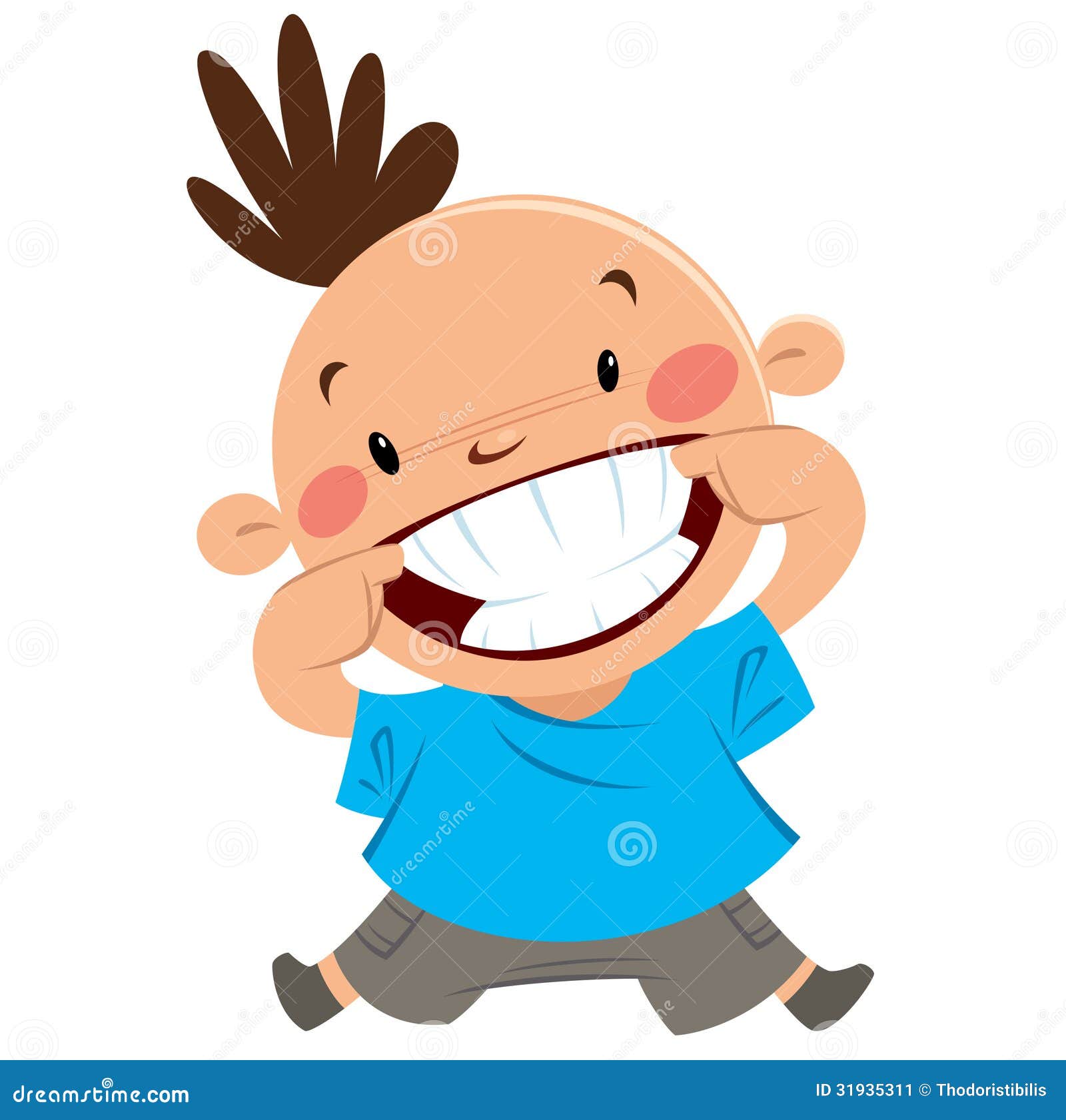 Happy Boy Smiling Pointing His Smile and Teeth Stock Vector ... Happy Boy Smiling Pointing His Smile and Teeth Stock Vector ...