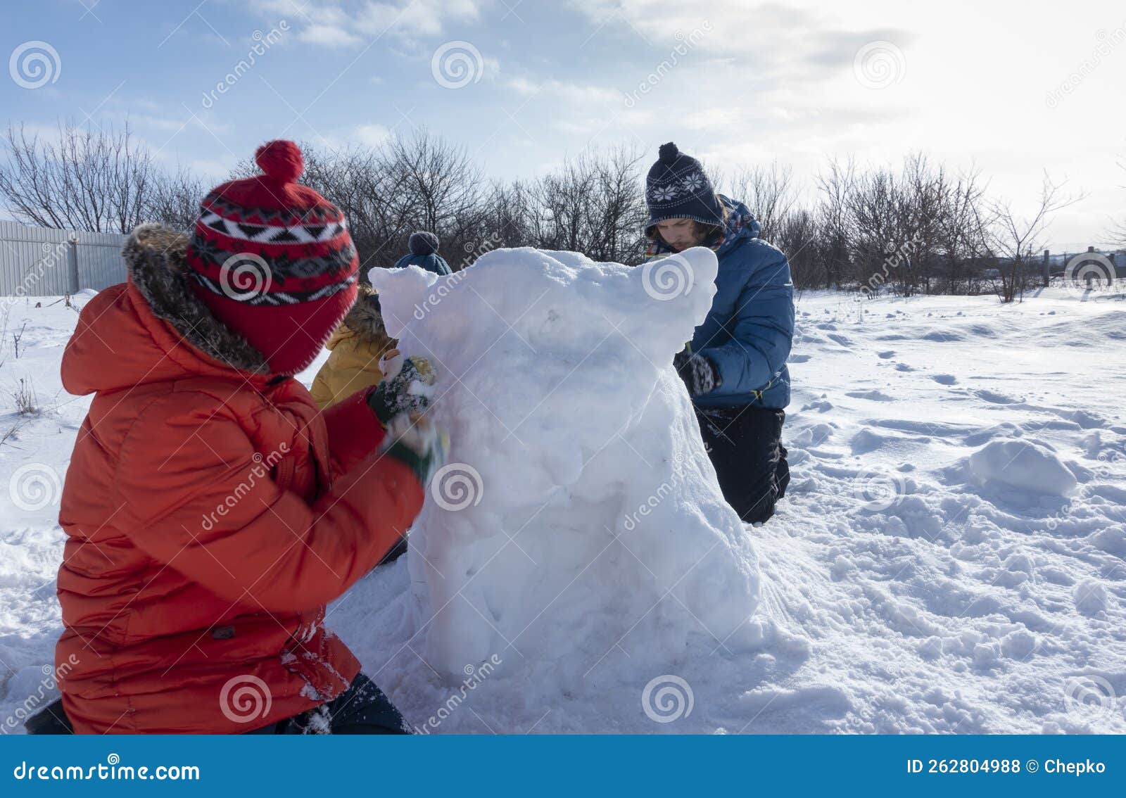 Happy Boy in Snow Play Sunny Day Outdoors Stock Photo - Image of ...