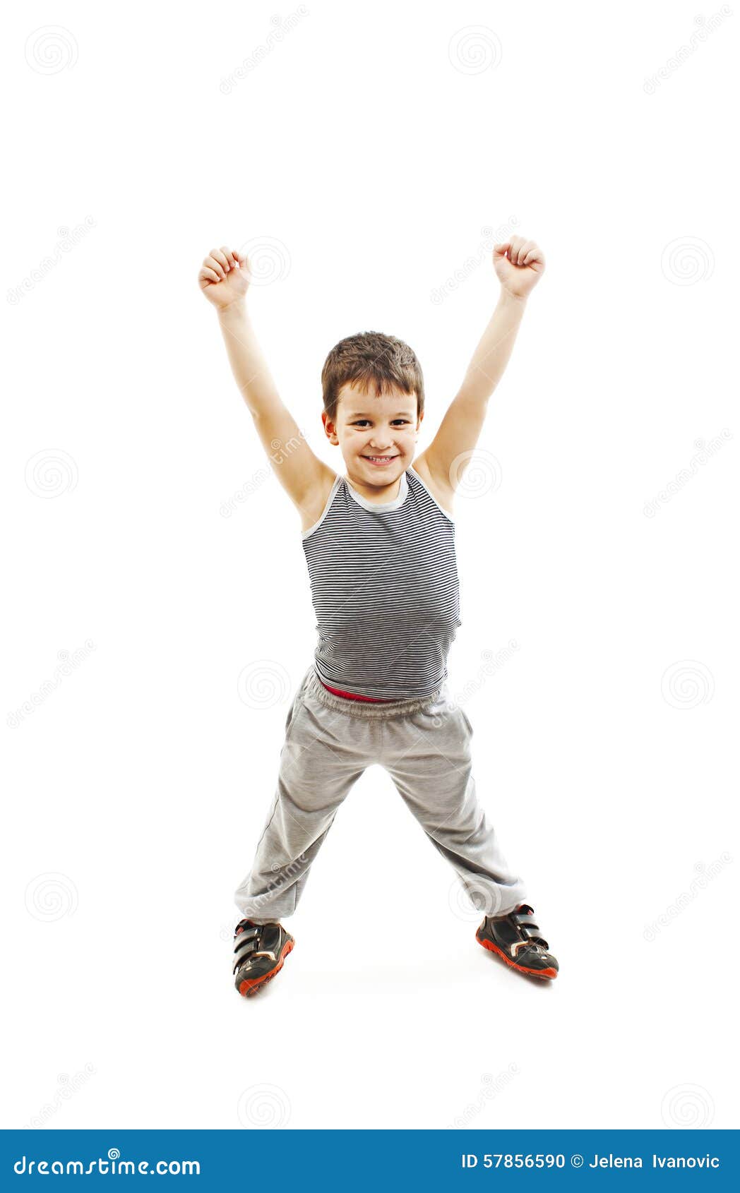 Happy Boy Standing with Arms Open Stock Photo - Image of full, little ...