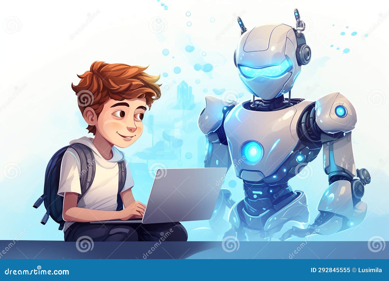 Happy boy studying stock illustration. Illustration of knowledge ...