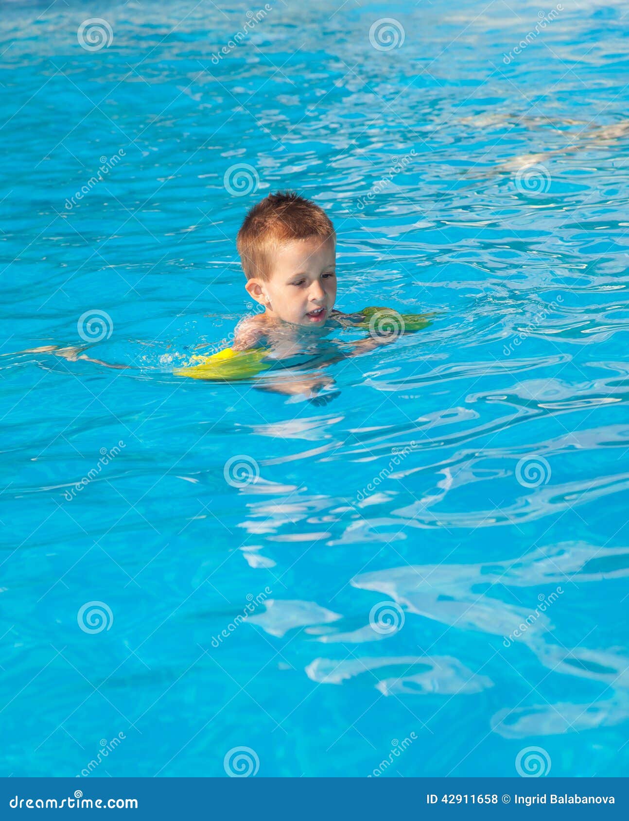 Happy Boy Swimming with Floaties Stock Photo - Image of bath, aqua ...