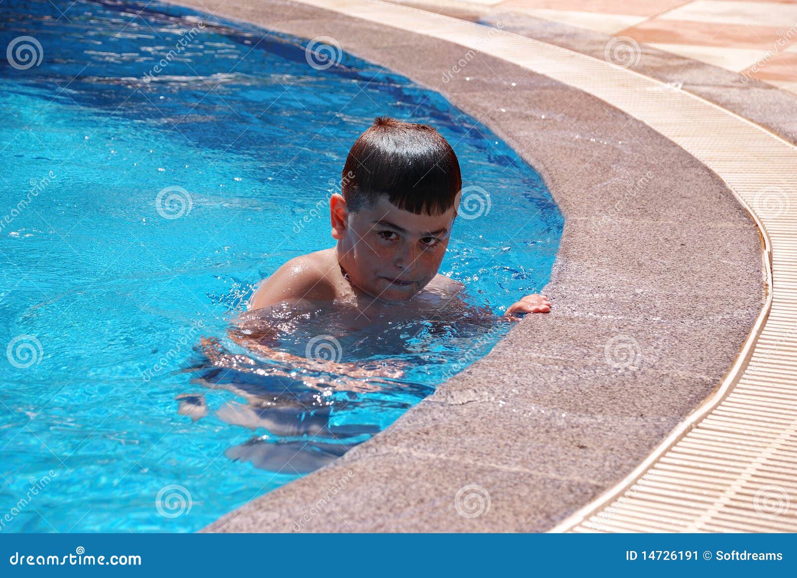 Happy Boy Swimming in the Pool Stock Image - Image of overjoyed ...