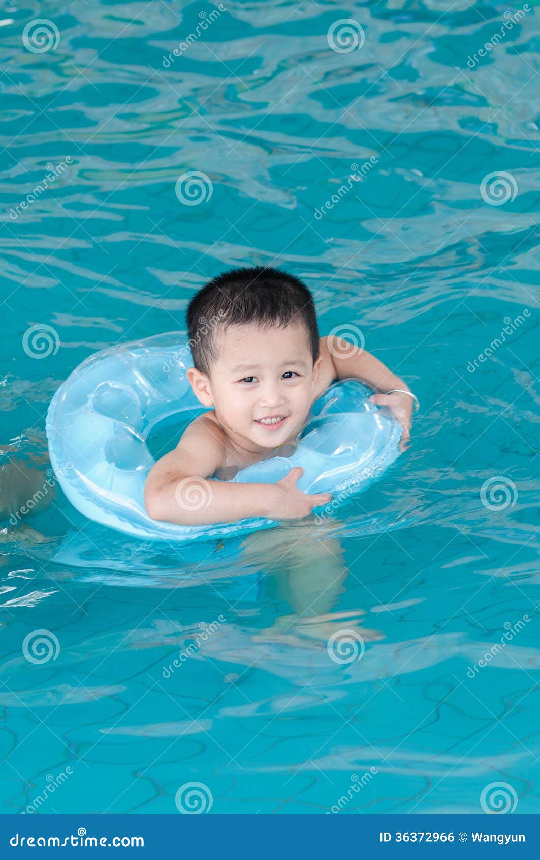 Happy Boy Swimming in the Pool Stock Photo - Image of preschooler ...