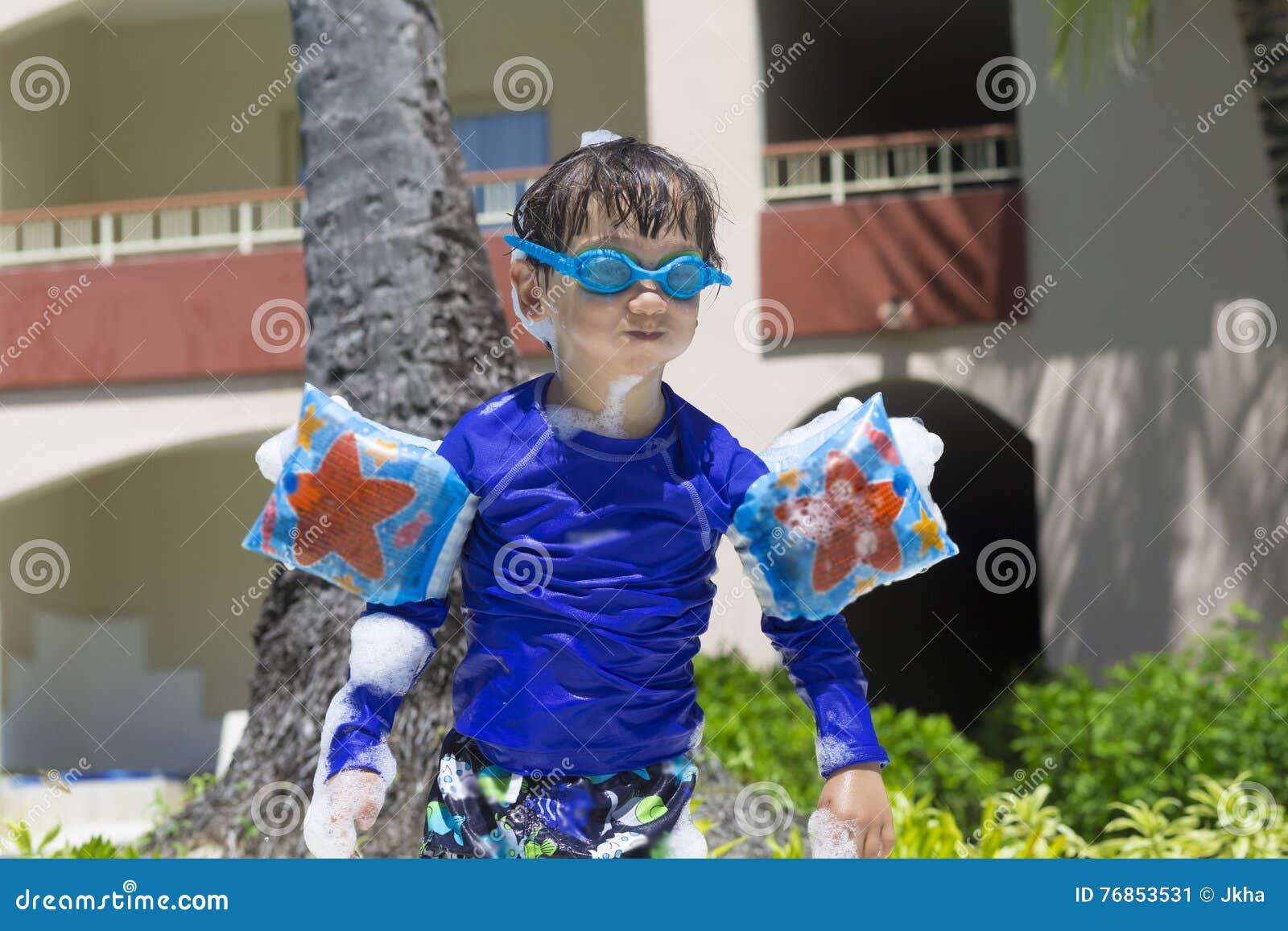 Happy Boy in the Swimming Pool Stock Image - Image of looking, hotel ...