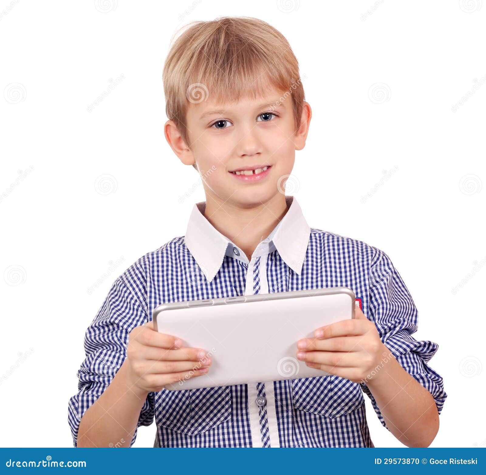 Happy boy with tablet pc stock photo. Image of little - 29573870