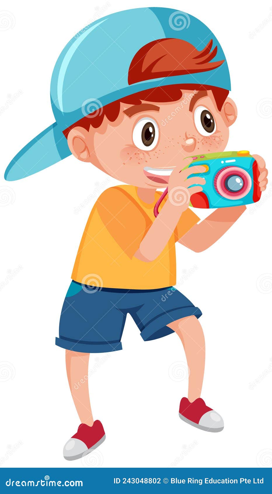 Happy Boy Taking Picture with Camera Stock Vector - Illustration of ...
