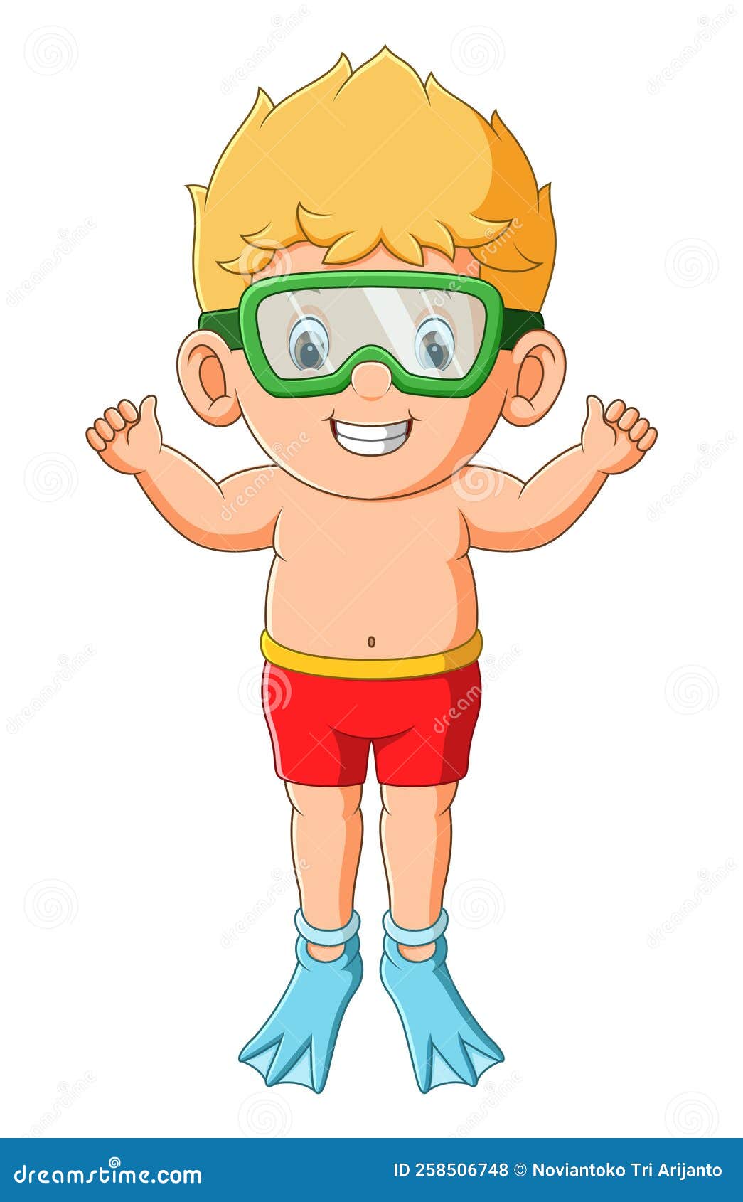 The Happy Boy is Trying for Dive with the Excited Expression Stock ...