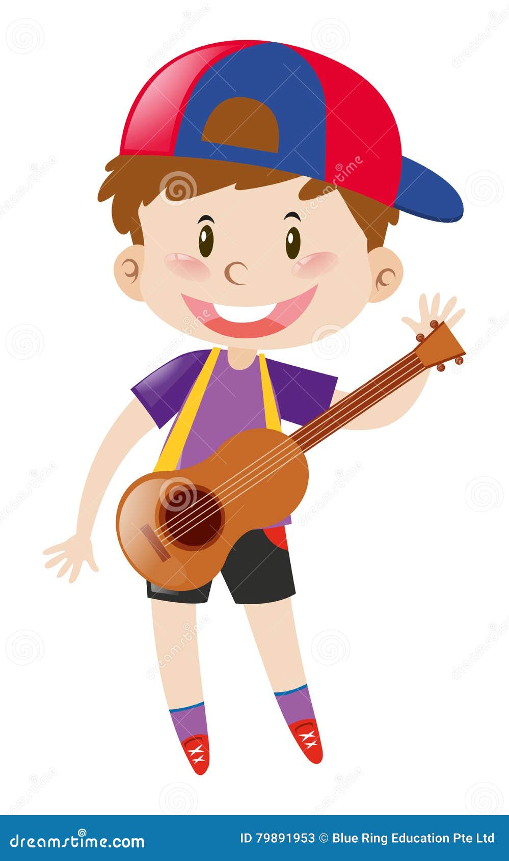 Happy Guy With Ukulele. Cartoon Character. Vector Illustration ...