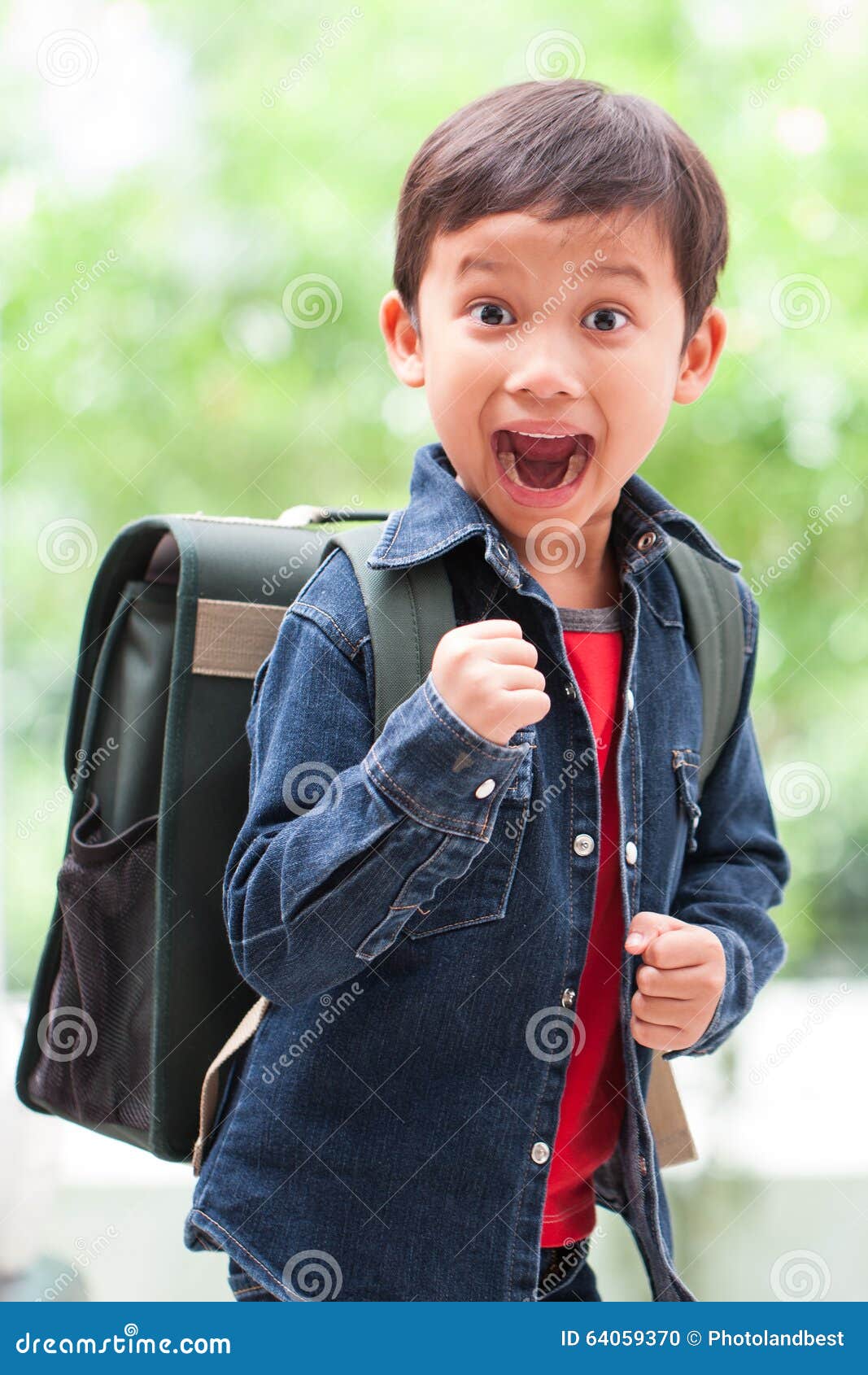 Happy Boy Walking To School Stock Photo - Image of student, clothes ...