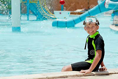 Happy boy in water park stock image. Image of outdoors - 20339849