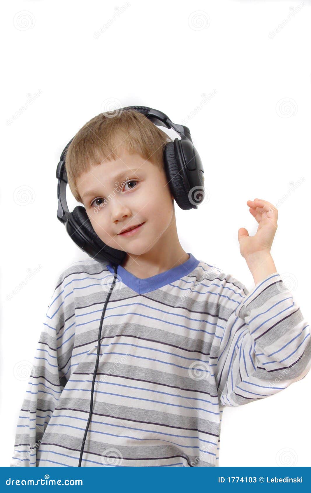 Happy Boy Wearing Headphones Stock Image - Image of male, shirt: 1774103
