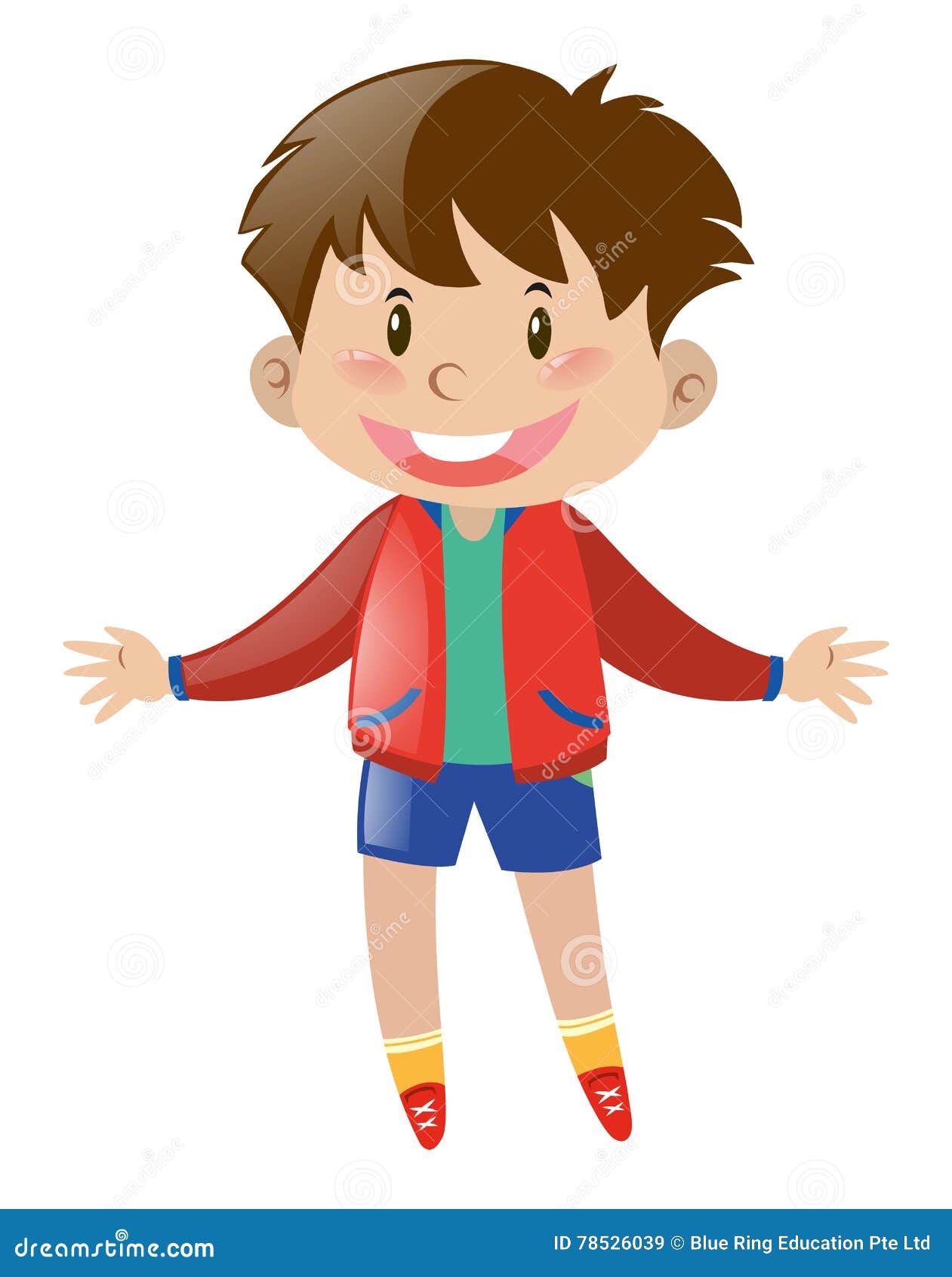 Happy Boy Wearing Red Jacket Stock Vector - Illustration of pupil ...