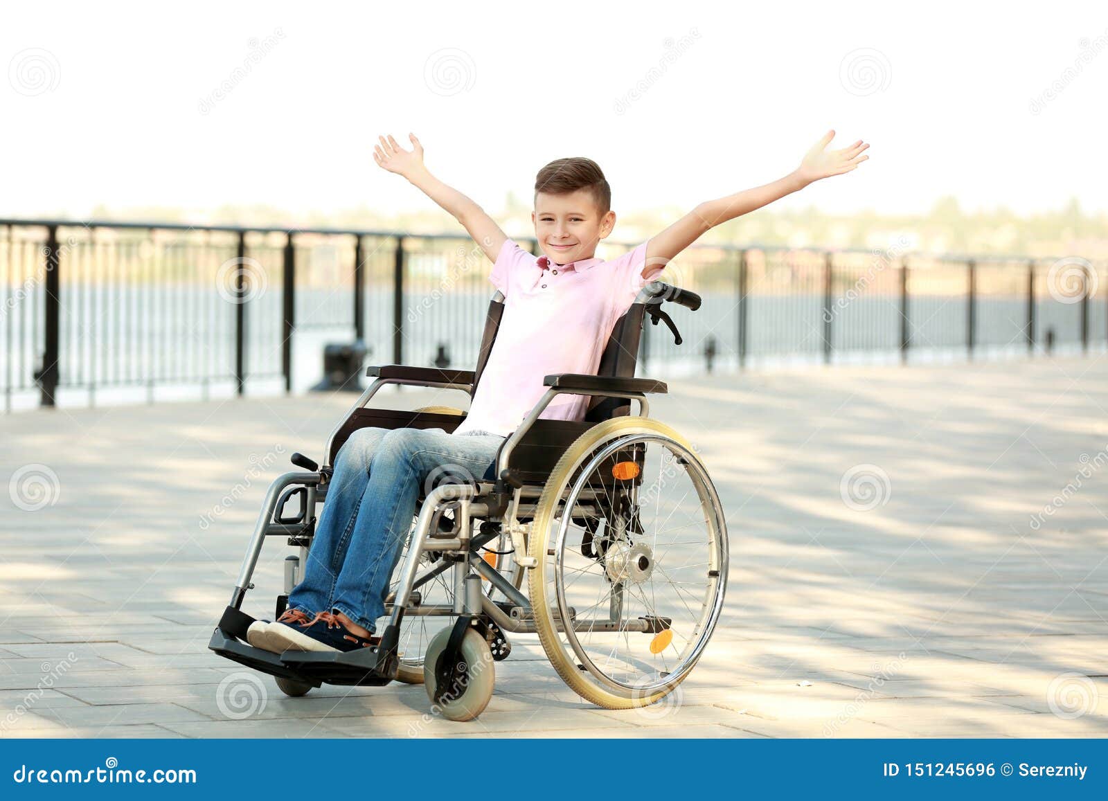 Happy Boy in Wheelchair Outdoors Stock Photo - Image of person, health ...