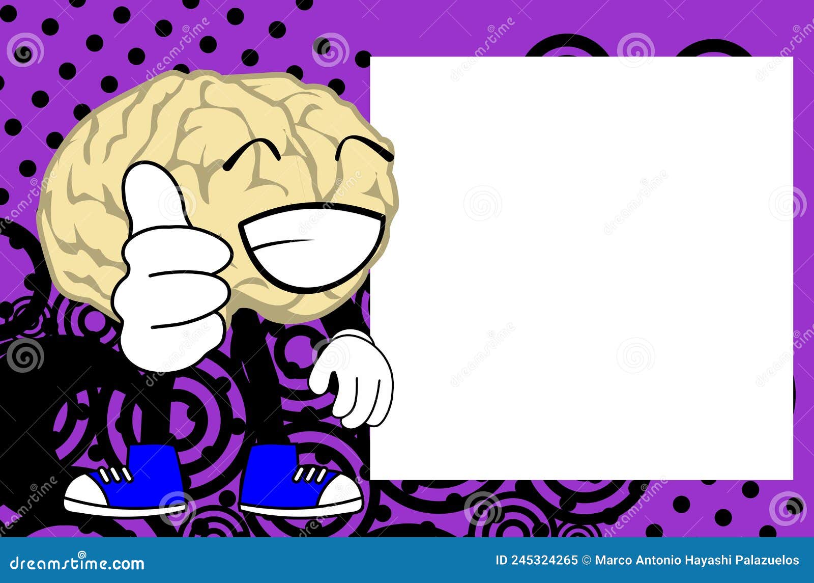Happy Brain Cartoon Pictureframe Background Vector Illustration ...