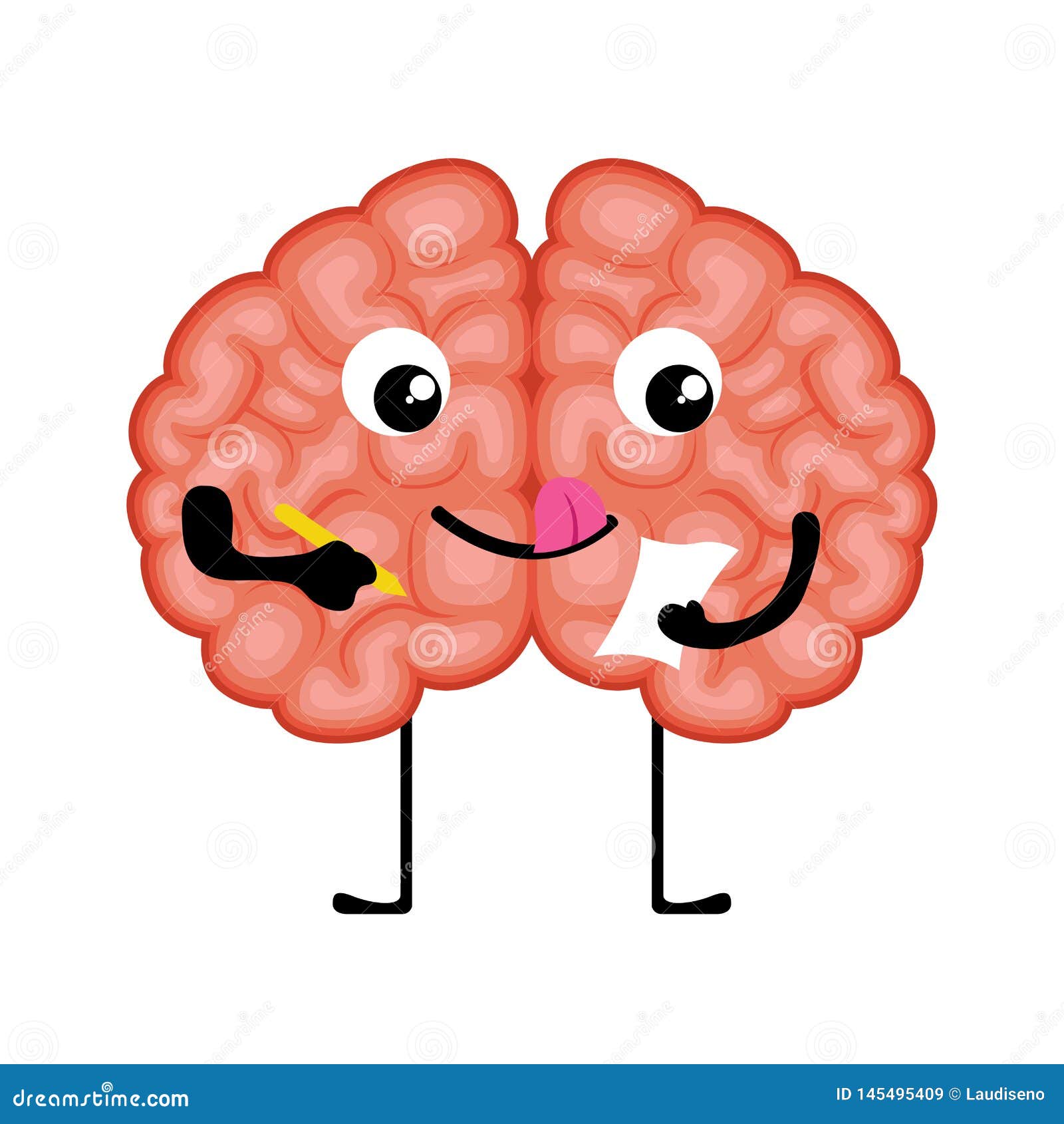 Happy Brain Cartoon Taking Notes Stock Vector - Illustration of note ...
