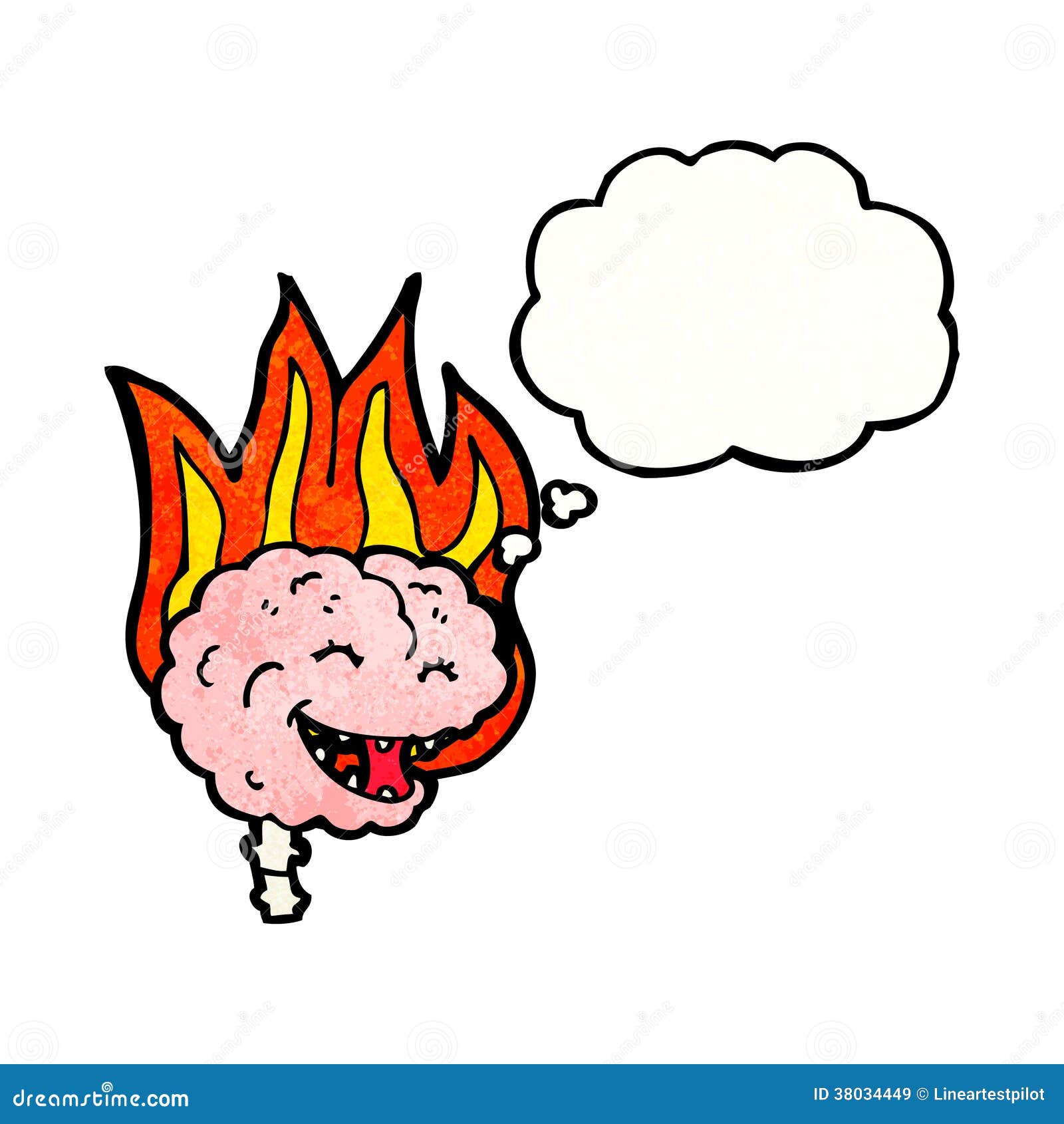 Happy brain on fire stock vector. Illustration of doodle - 38034449
