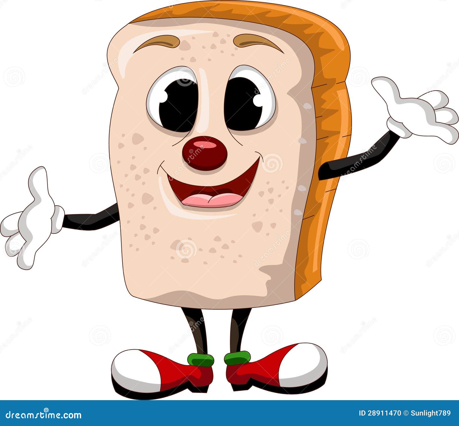 Happy bread cartoon stock illustration. Illustration of food - 28911470