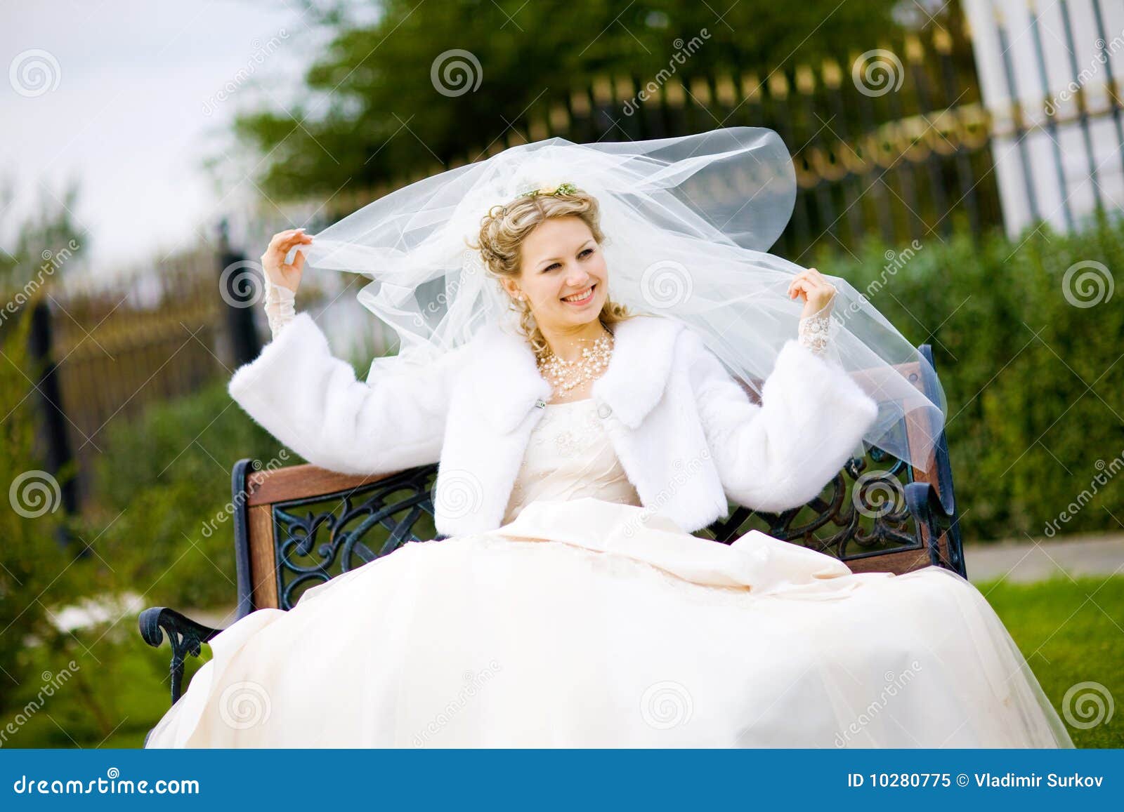 Happy bride stock image. Image of dress, bride, garden - 10280775