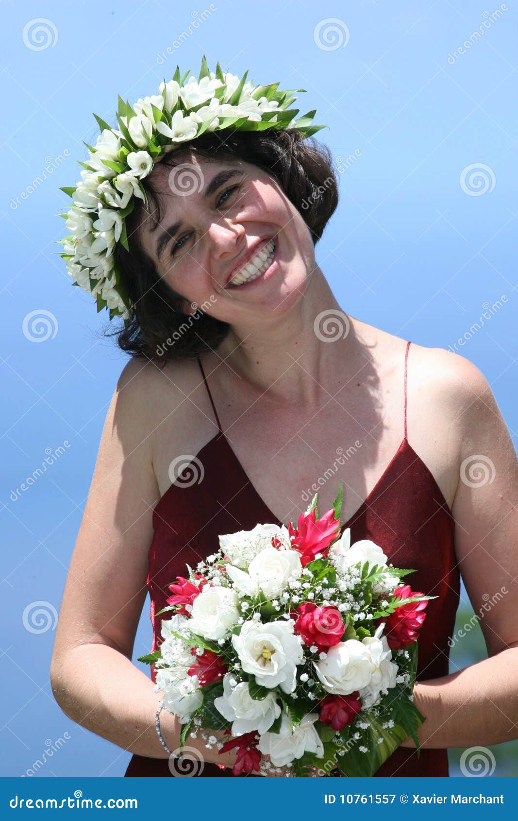 Happy bride stock image. Image of party, tropical, exotic - 10761557
