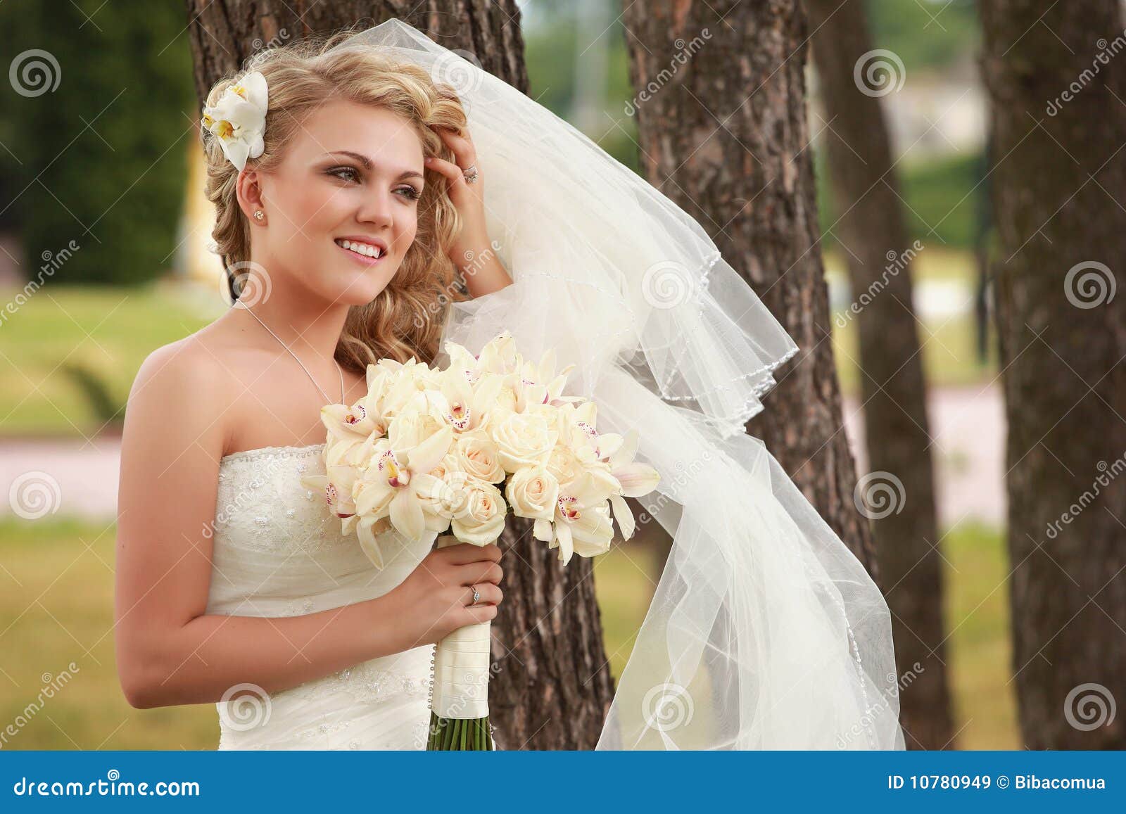 Happy bride stock image. Image of clothes, outside, adult - 10780949