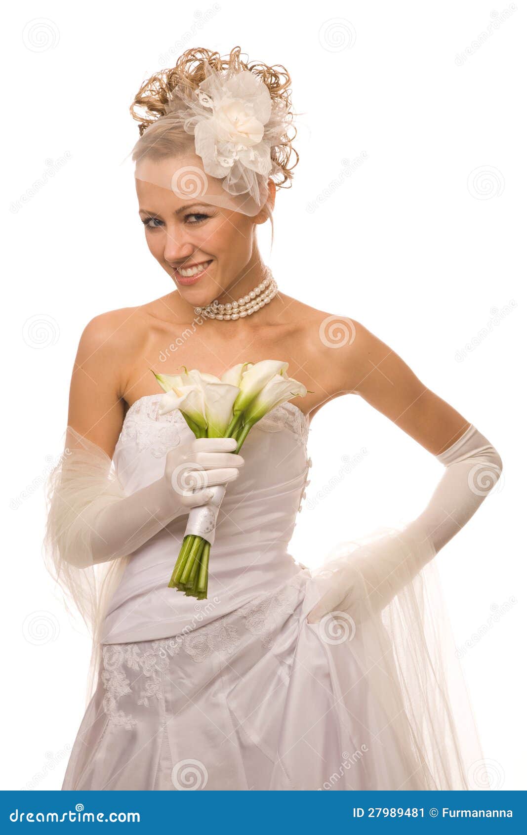Happy bride stock image. Image of green, femininity, indoors - 27989481