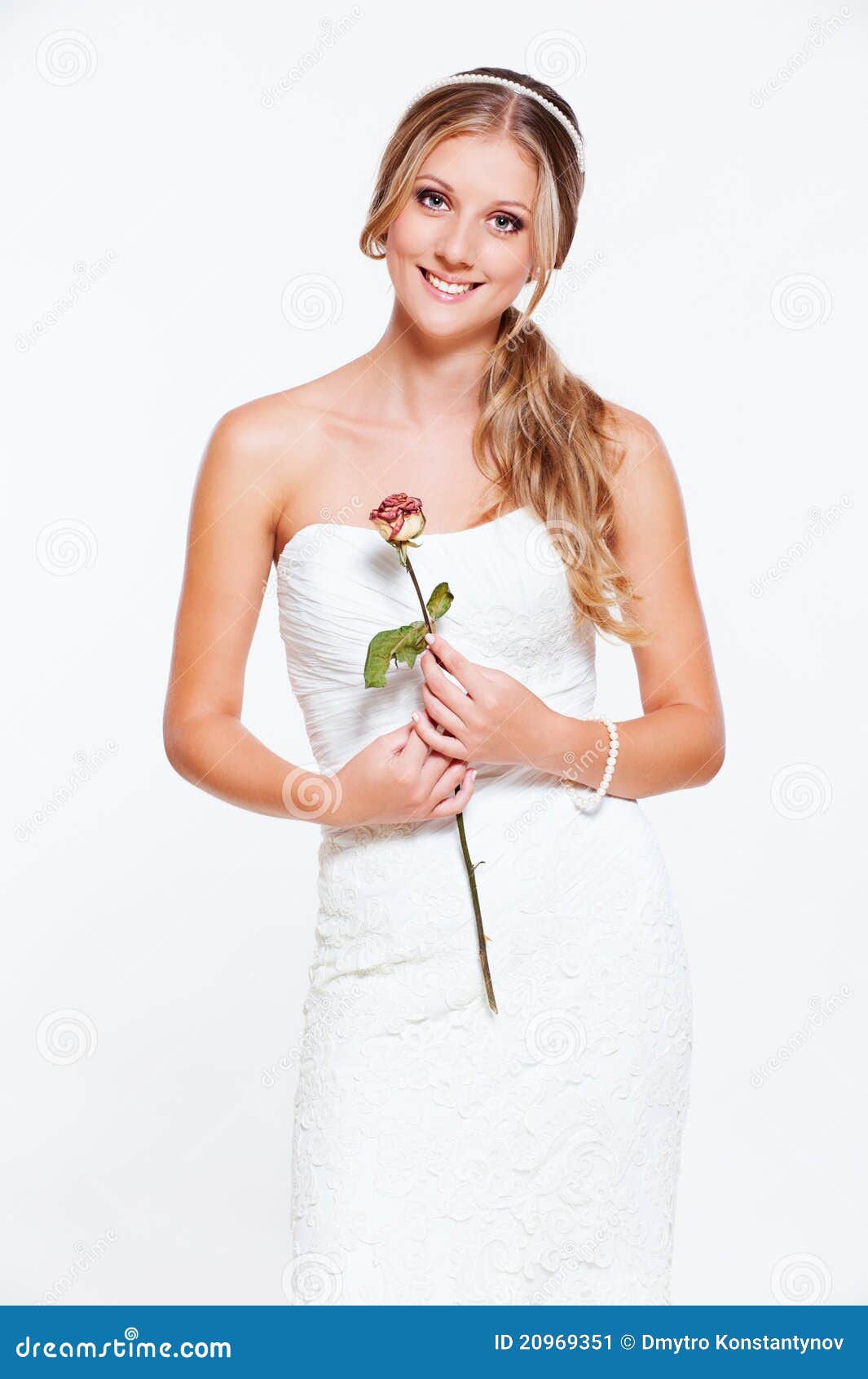 Happy bride with flower stock image. Image of hair, charming - 20969351