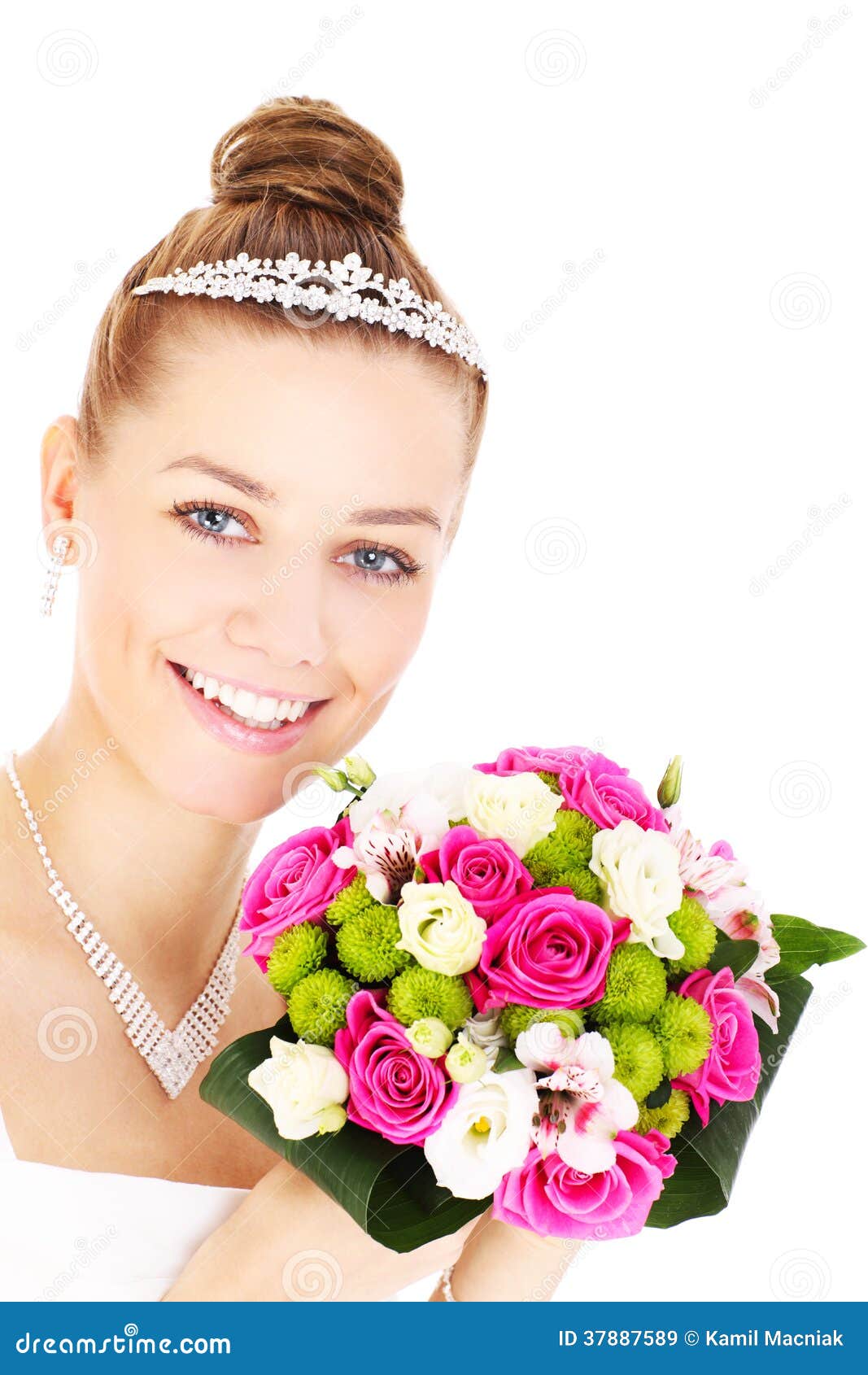 Happy bride with flowers stock image. Image of petal - 37887589
