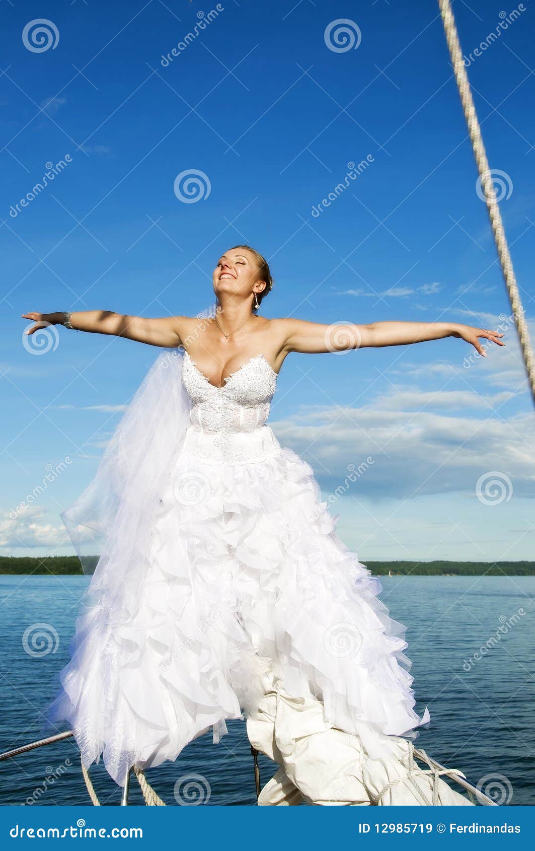 Happy Bride Flying with Open Arms Stock Image - Image of freedom ...