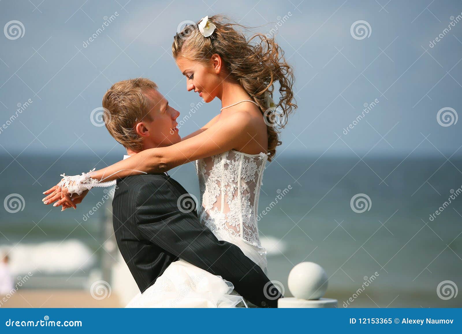 Happy bride and groom stock image. Image of ring, touching - 12153365