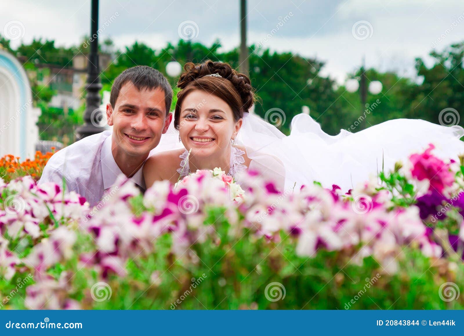 Happy bride and groom stock photo. Image of outdoors - 20843844