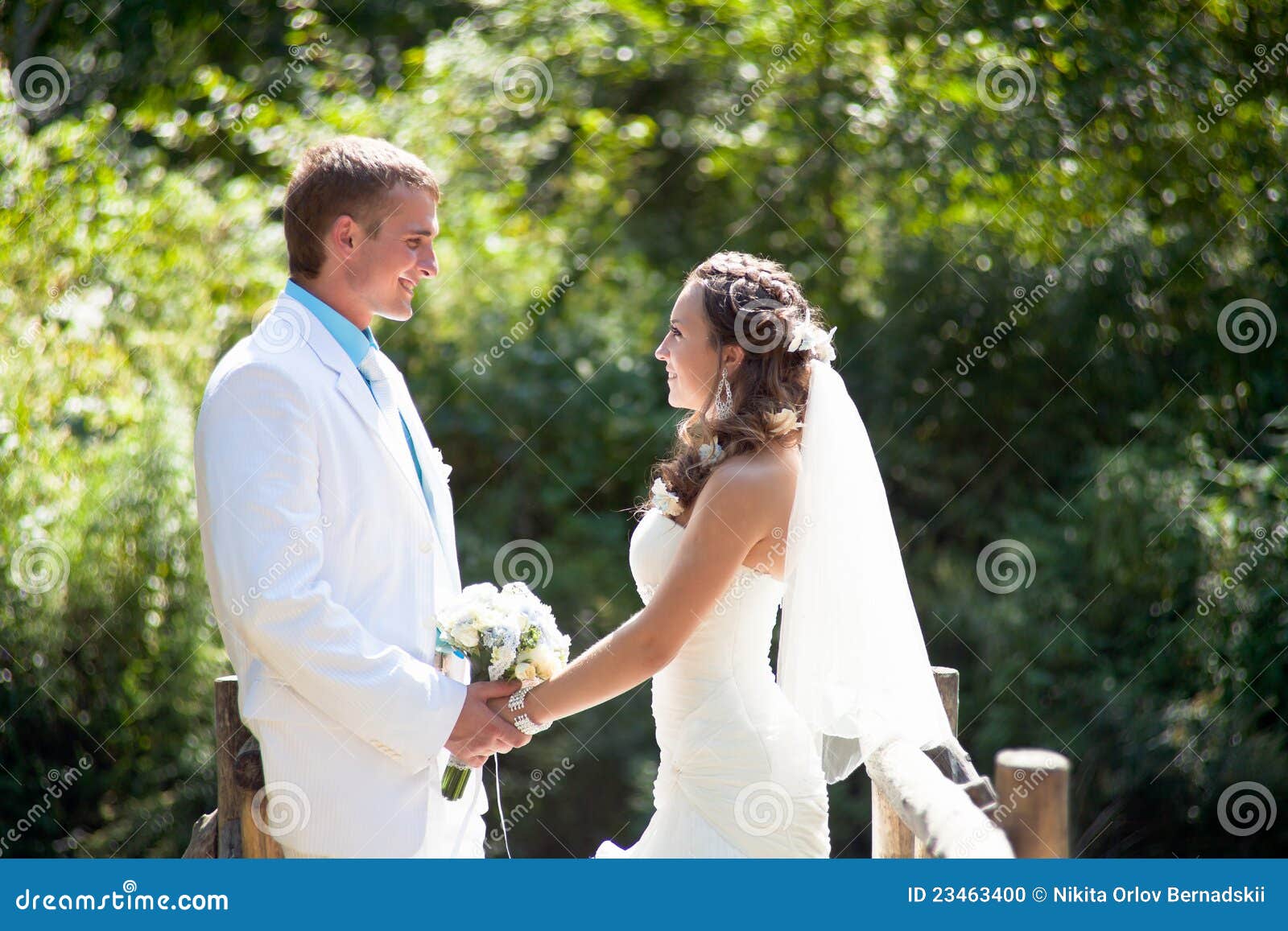 Happy bride and groom stock photo. Image of smiling, twosome - 23463400