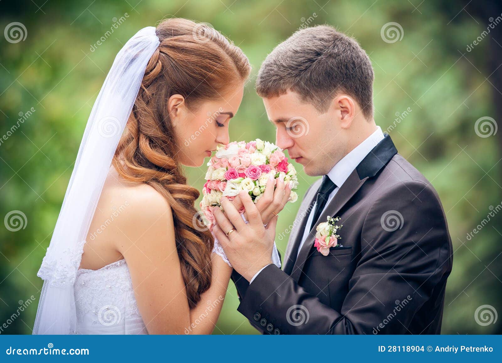 Happy Bride and groom stock photo. Image of love, flowers - 28118904
