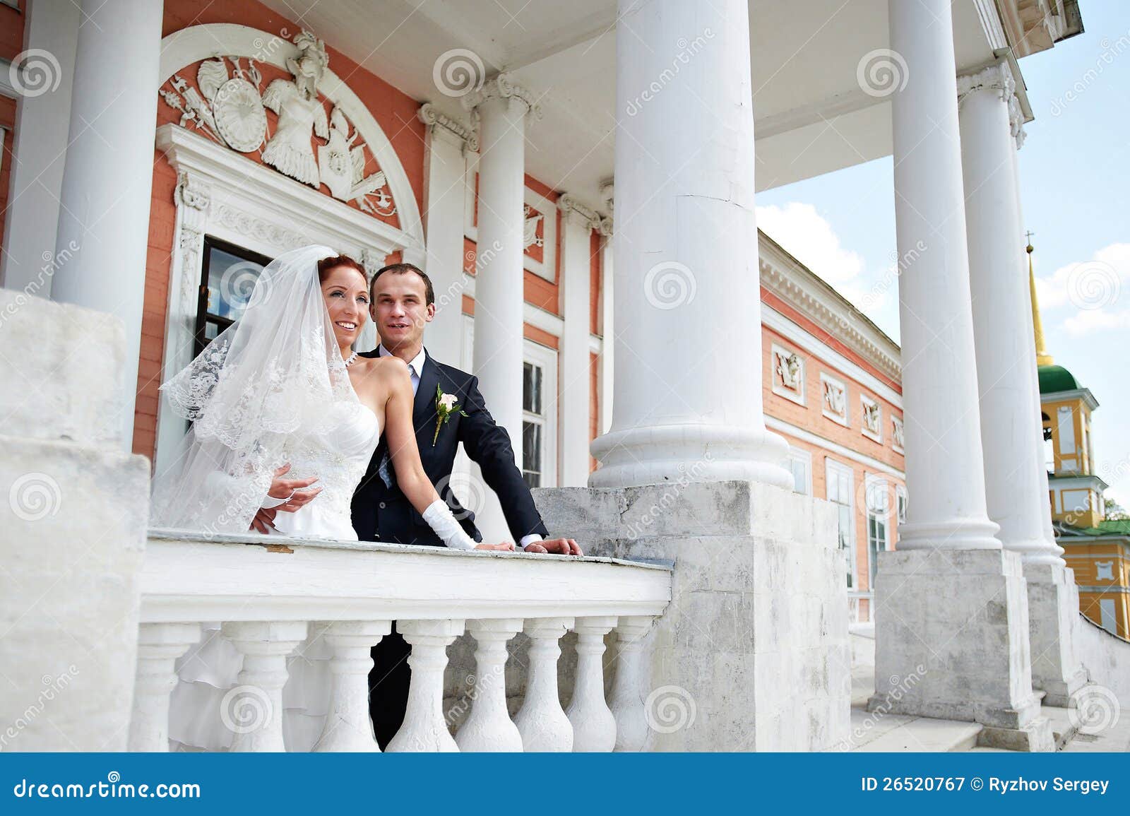 Happy Bride and Groom in Ancient Building Stock Image - Image of ...