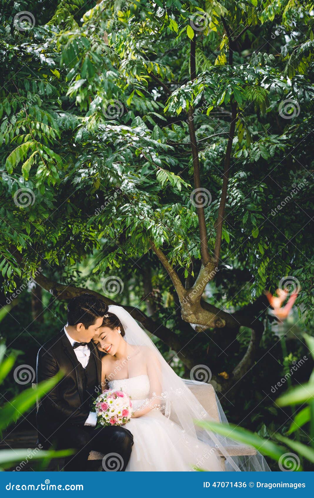 Happy bride and groom stock photo. Image of couple, garden - 47071436