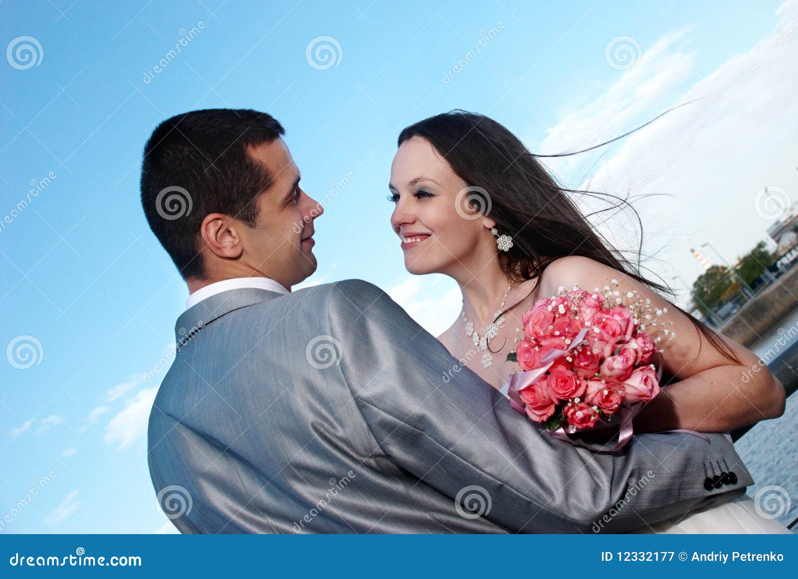 Happy Bride and Groom on Their Wedding Day Stock Image - Image of happy ...