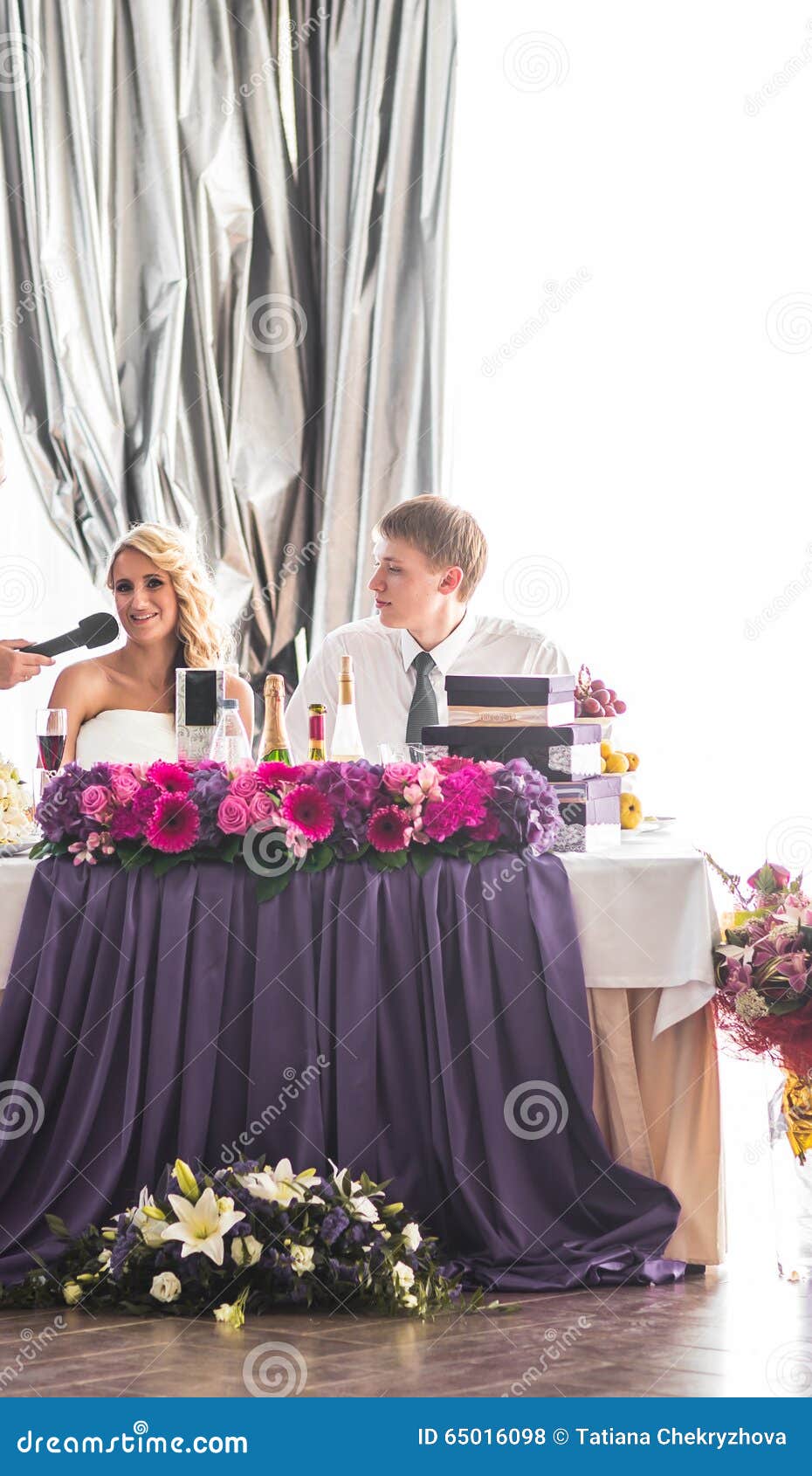 Happy Bride and Groom on Their Wedding Reception Stock Photo - Image of ...