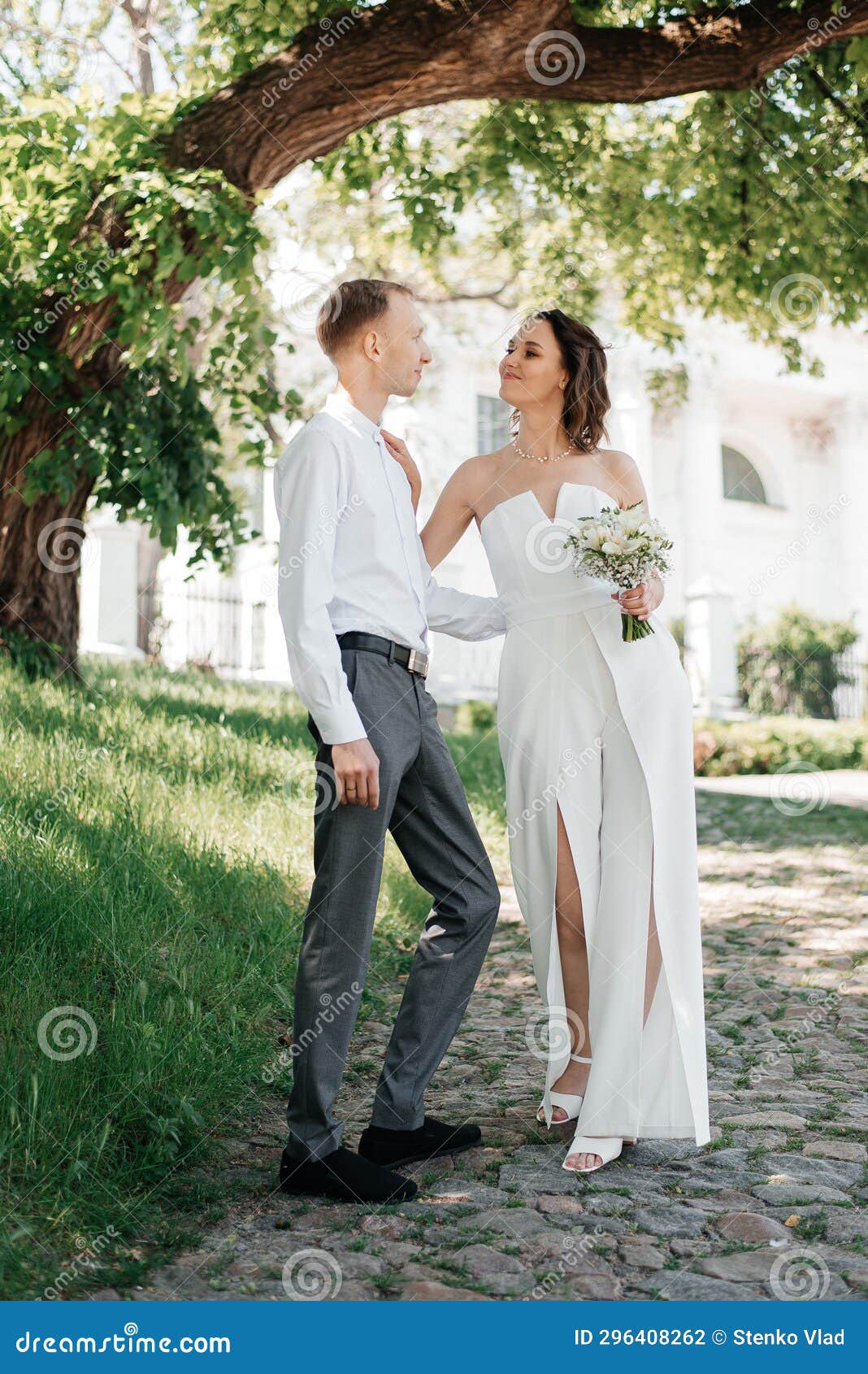 Happy Bride and Groom after Wedding Ceremony Stock Photo - Image of ...