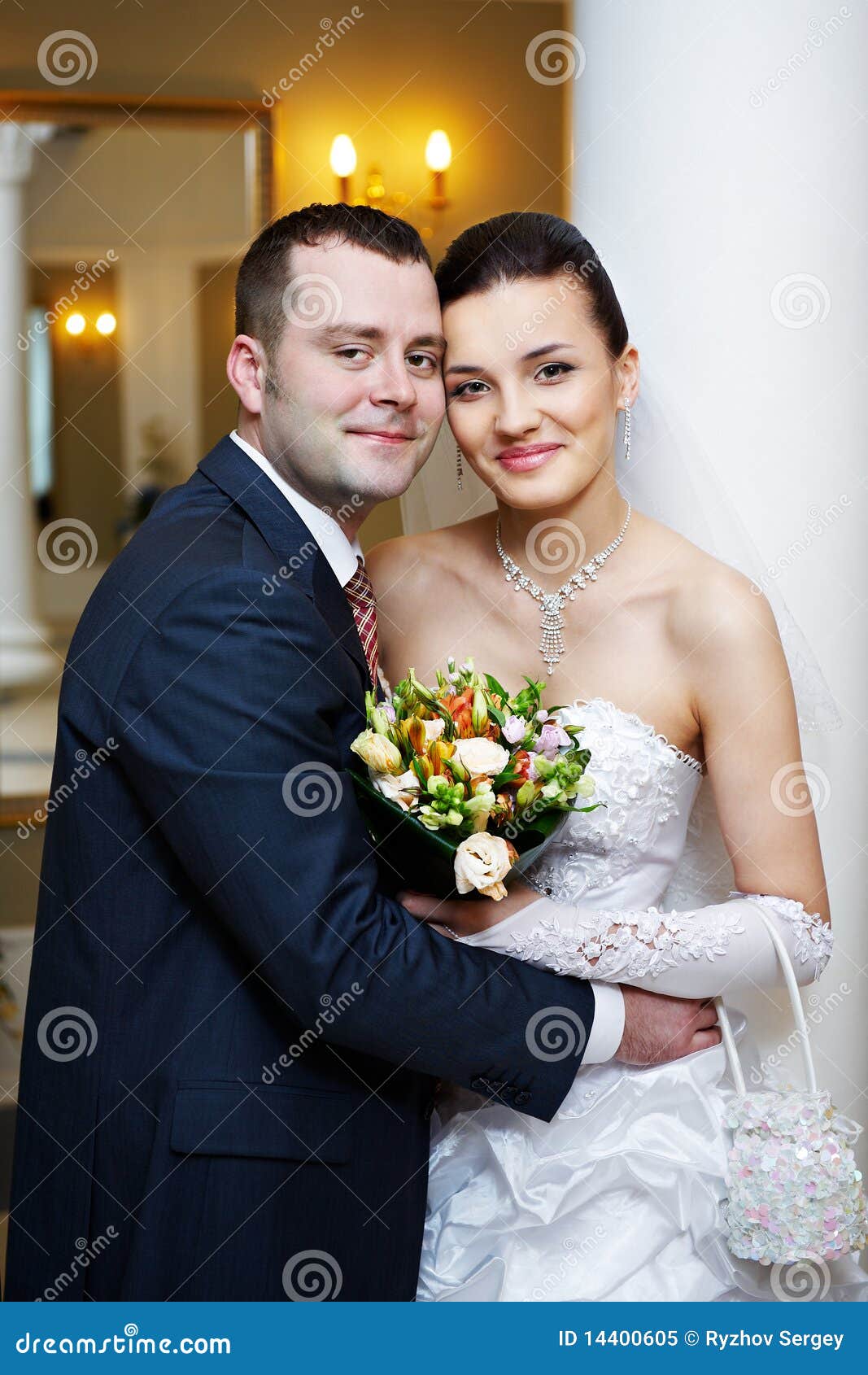 Happy Bride and Groom in Wedding Day Stock Image - Image of expectation ...