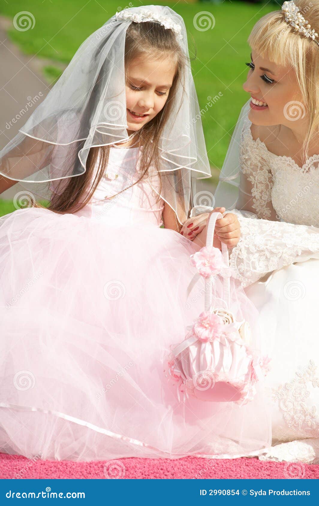 Happy Bride and Little Bridesm Stock Photo - Image of gorgeous, cute ...