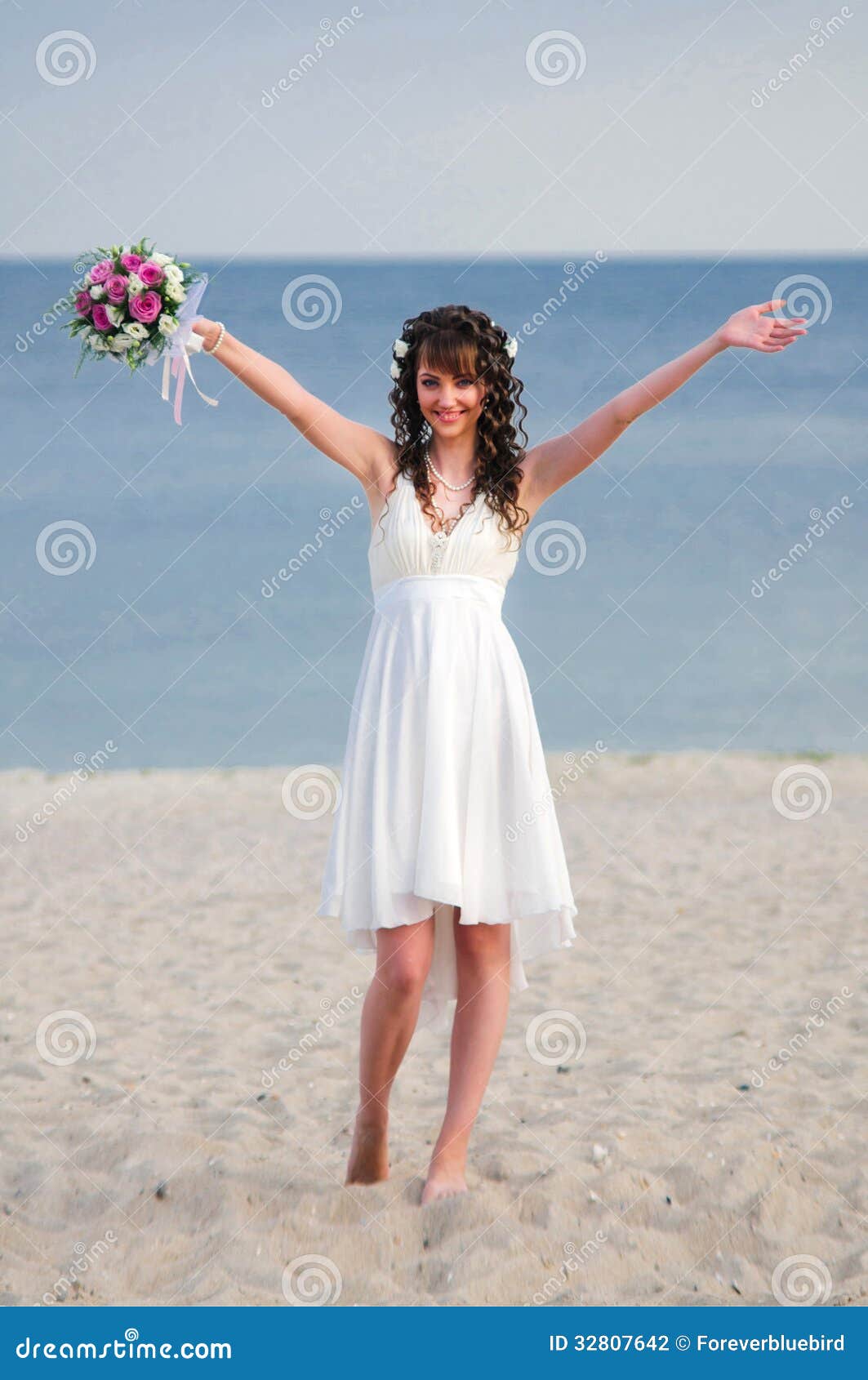 Happy bride stock photo. Image of dress, beauty, flowers - 32807642