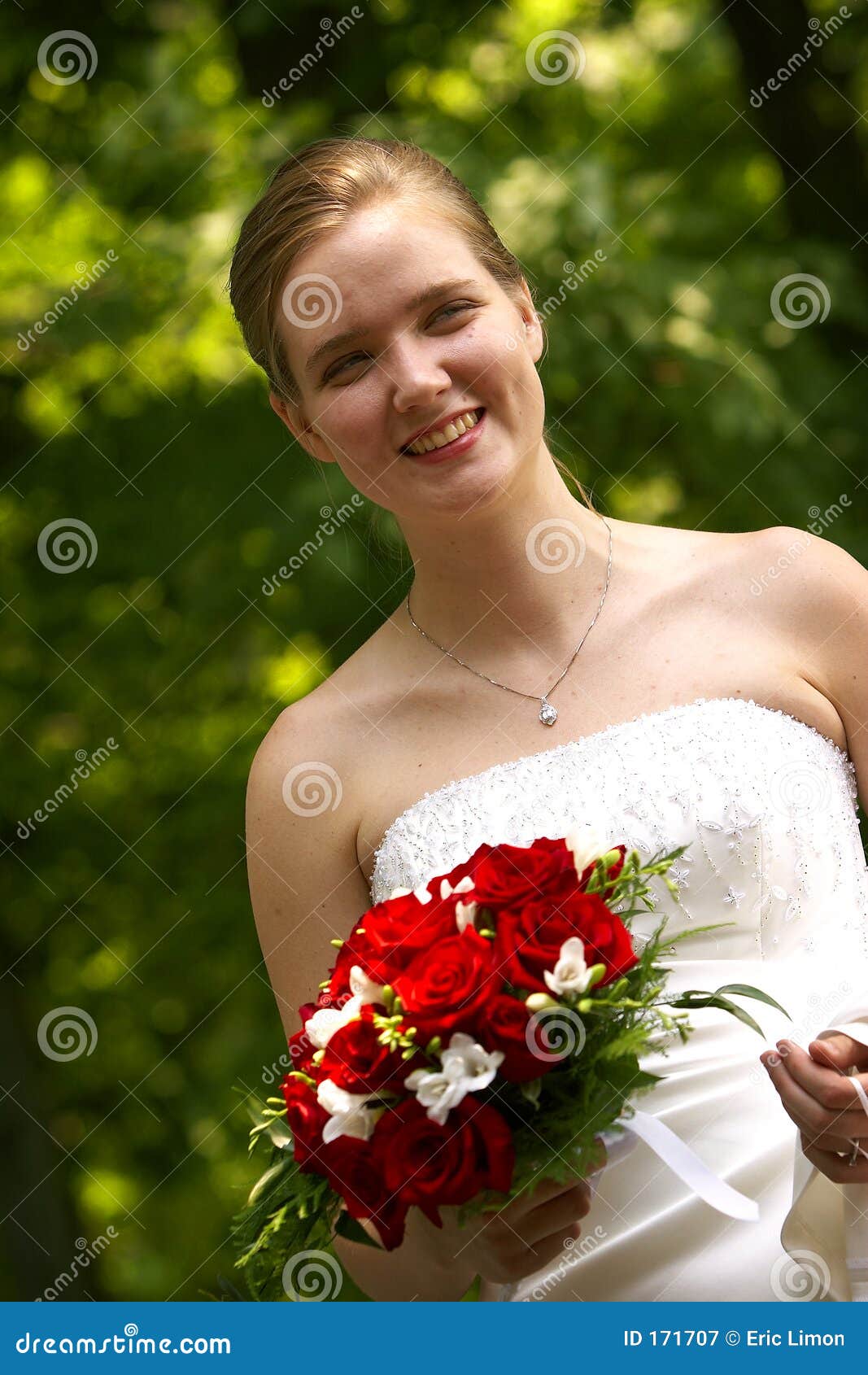 Happy Bride with Red Bouquet Stock Image - Image of bride, lady: 171707