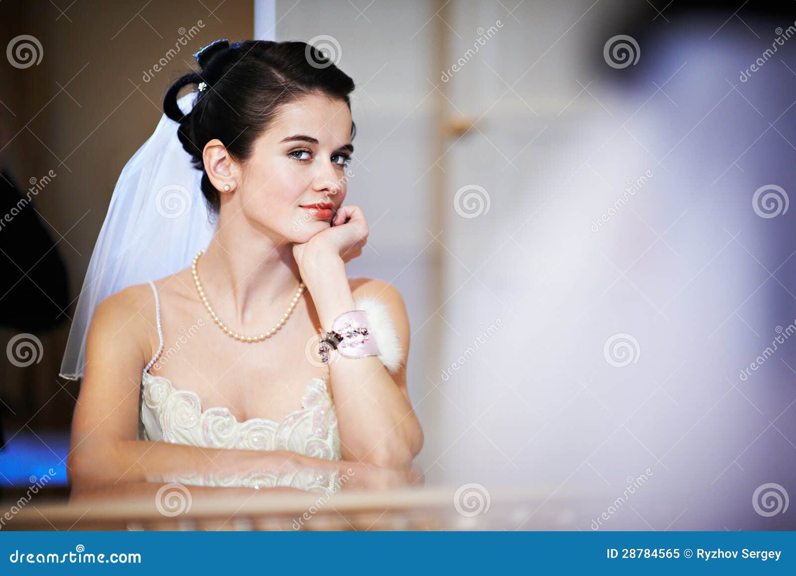 Happy bride with smile stock image. Image of beauty, sitting - 28784565